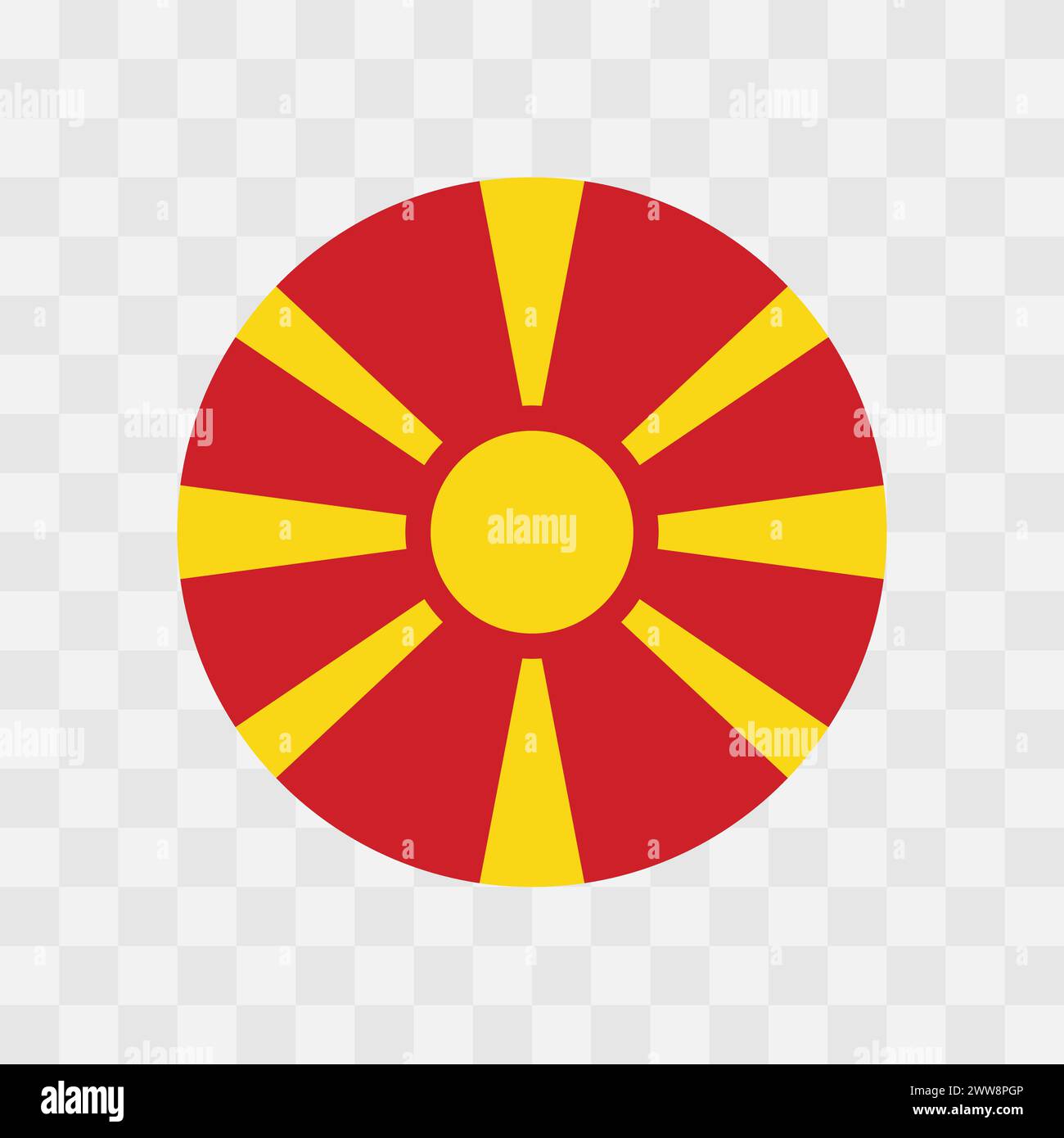 North Macedonia flag - circle vector flag isolated on checkerboard ...