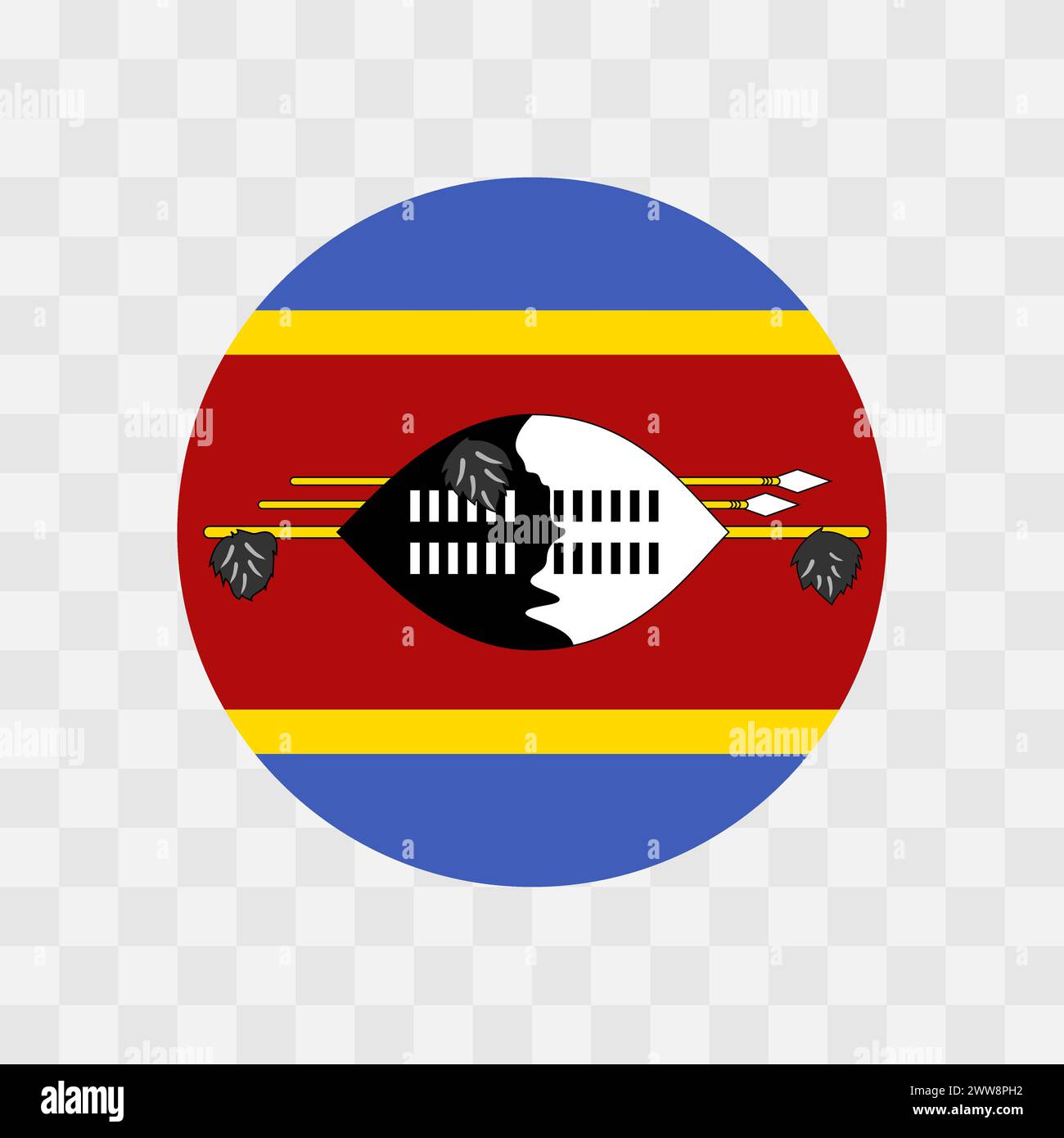 Eswatini flag - circle vector flag isolated on checkerboard transparent ...