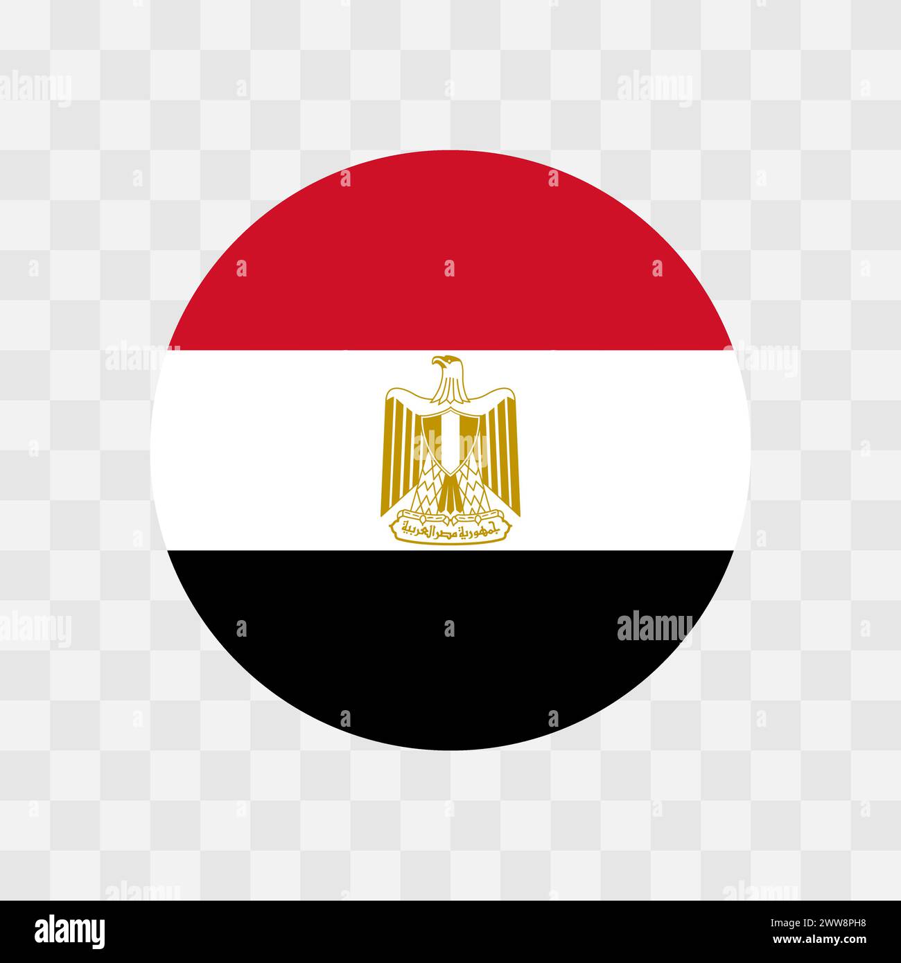 Egypt flag - circle vector flag isolated on checkerboard transparent background Stock Vector ...