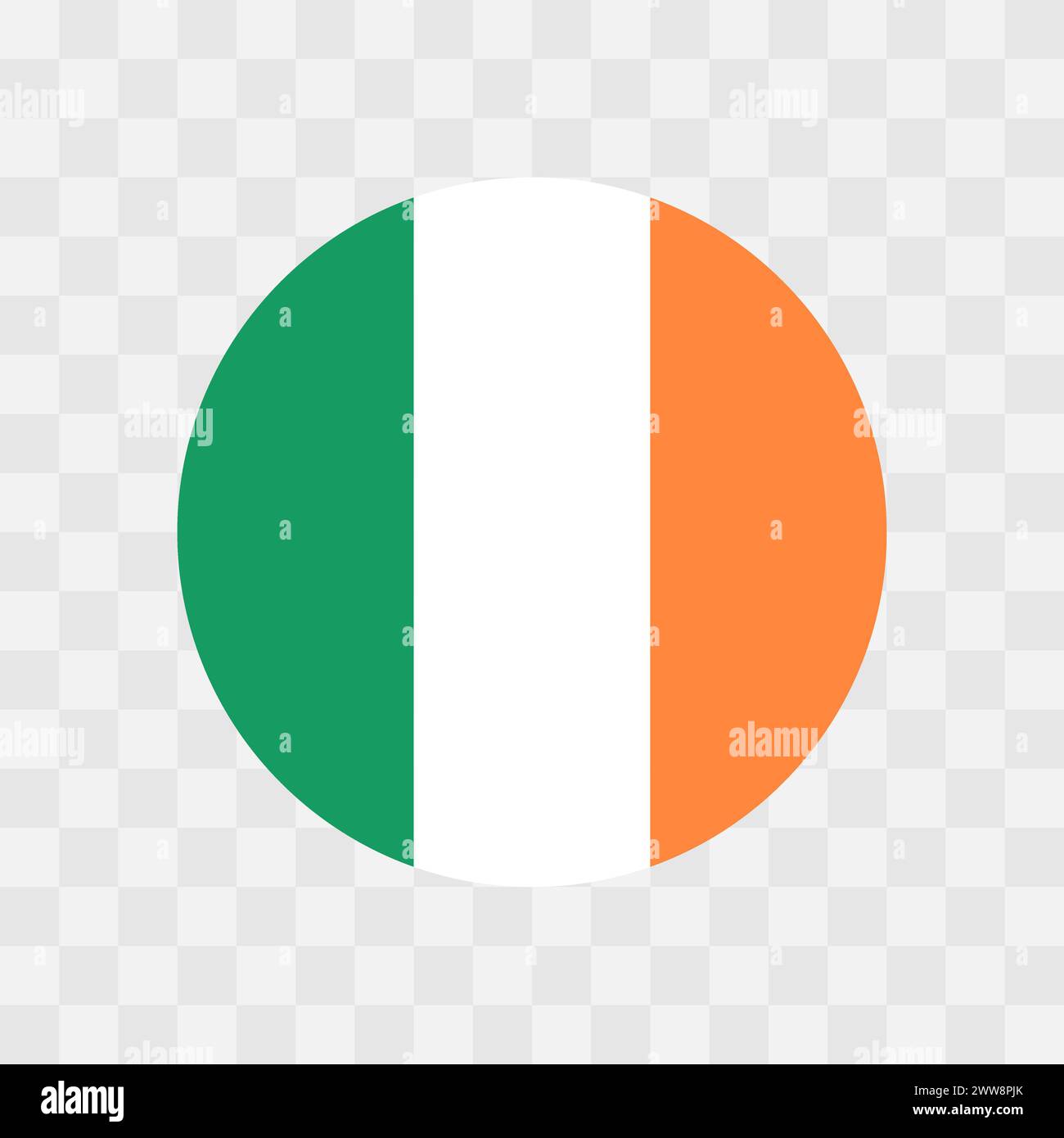 Ireland flag - circle vector flag isolated on checkerboard transparent ...