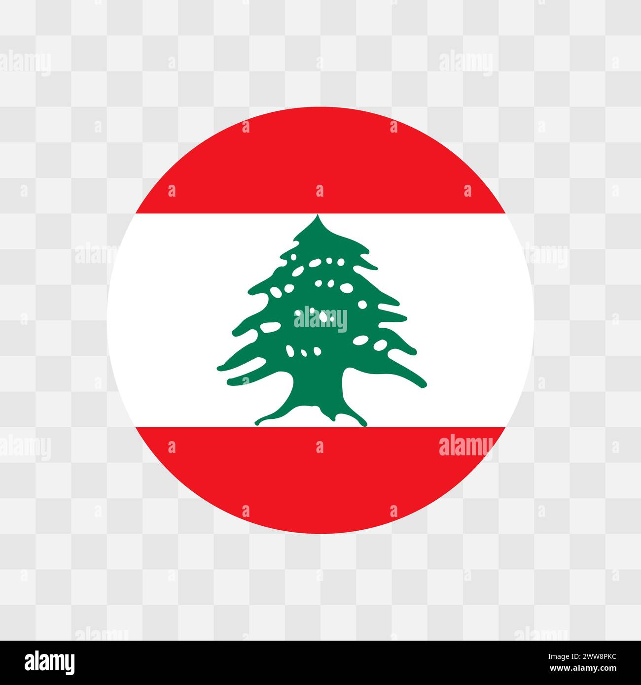 Lebanon flag - circle vector flag isolated on checkerboard transparent ...