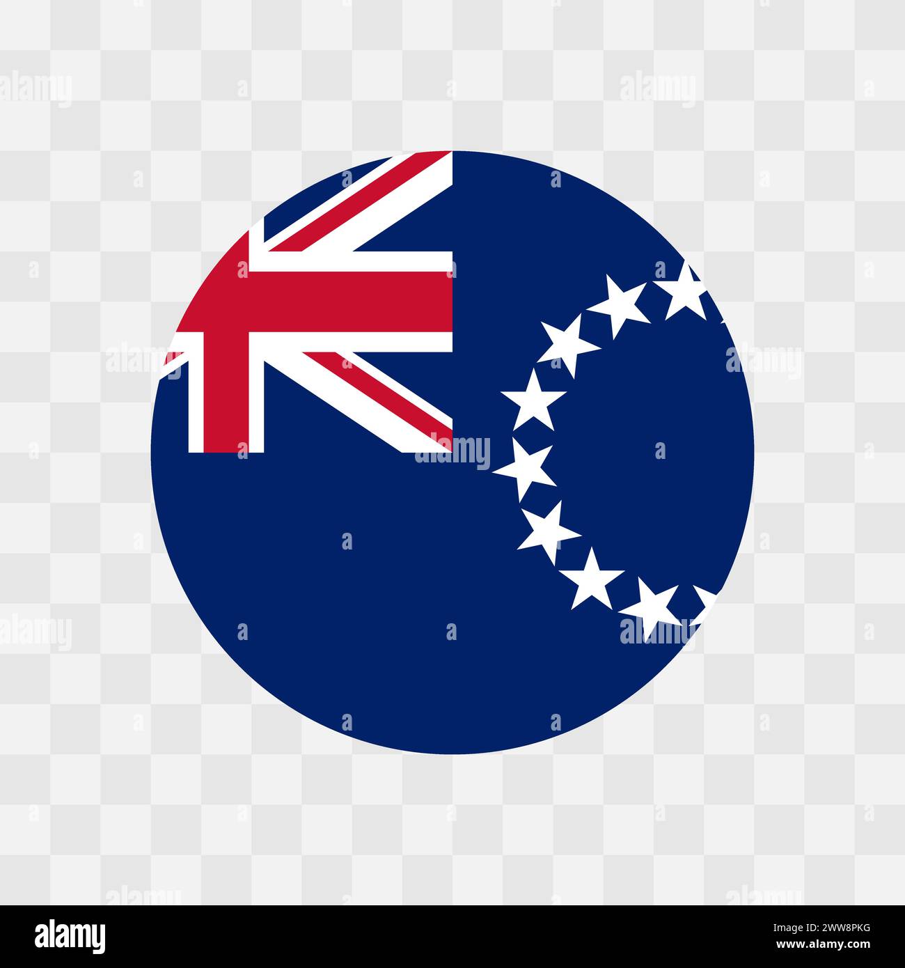 Cook Islands flag - circle vector flag isolated on checkerboard ...