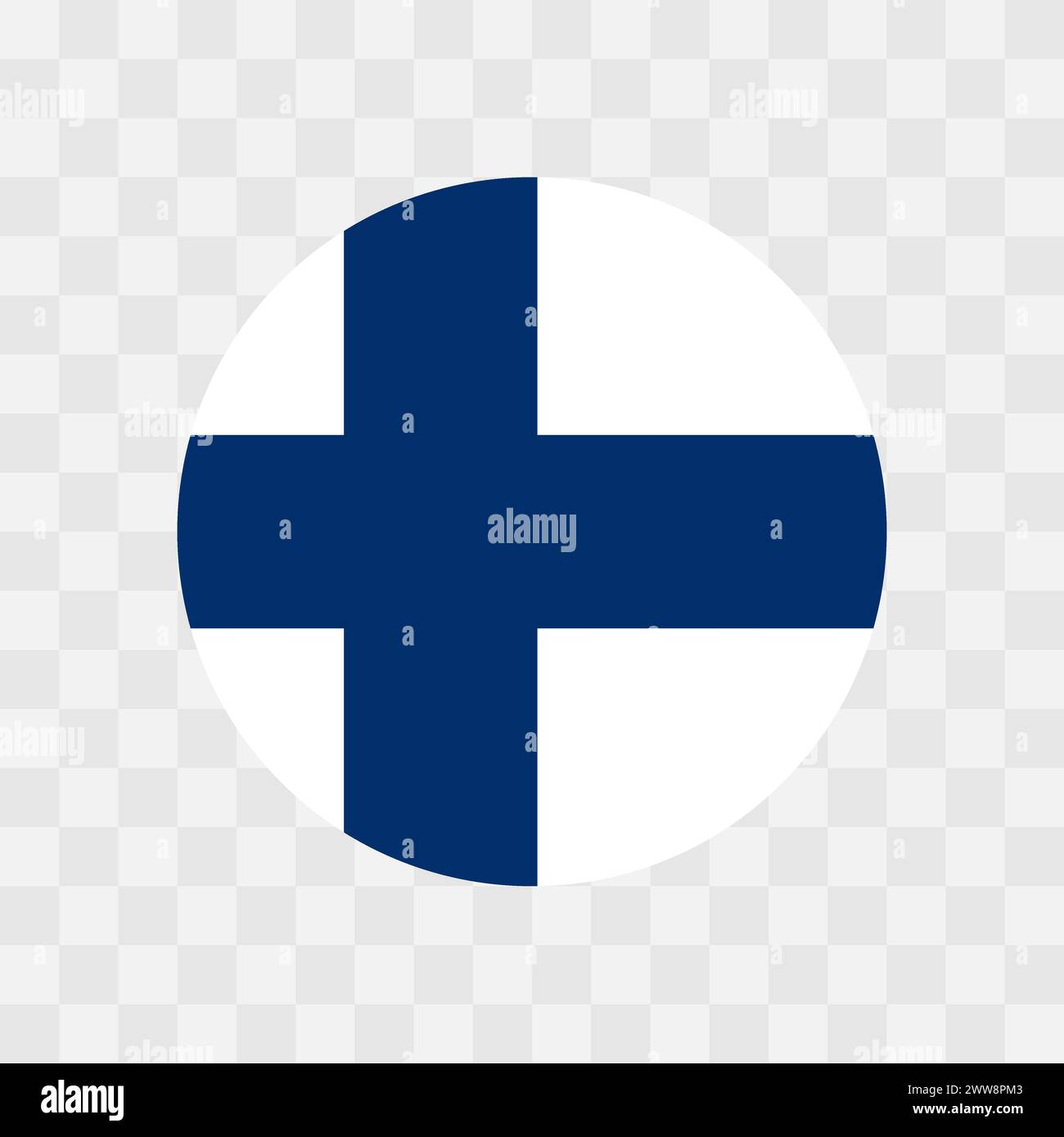 Finland flag - circle vector flag isolated on checkerboard transparent ...