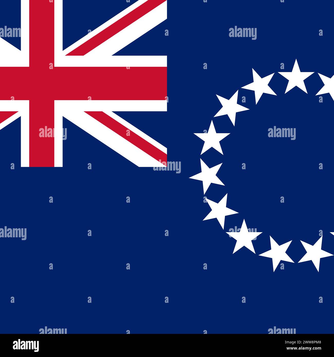 Cook Islands flag - solid flat vector square with sharp corners Stock ...