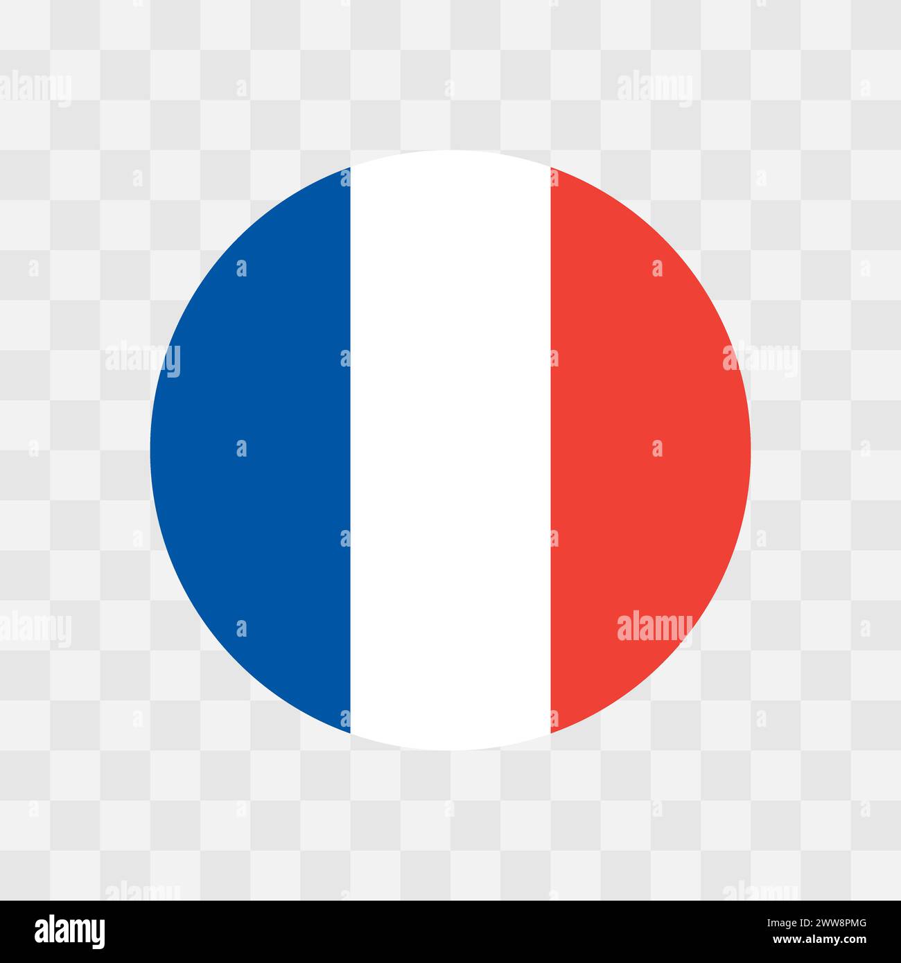 France flag - circle vector flag isolated on checkerboard transparent ...