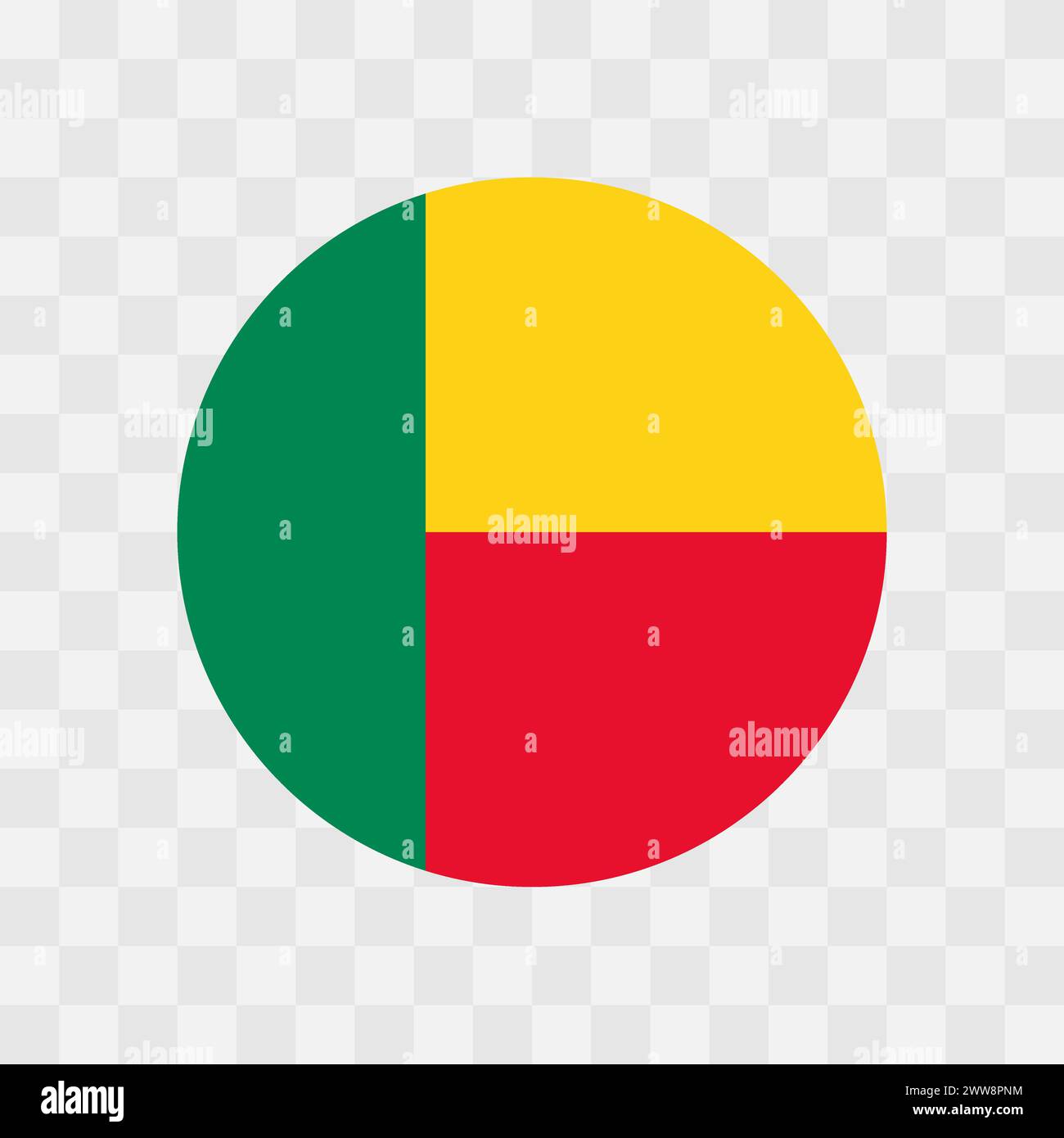 Benin flag - circle vector flag isolated on checkerboard transparent ...