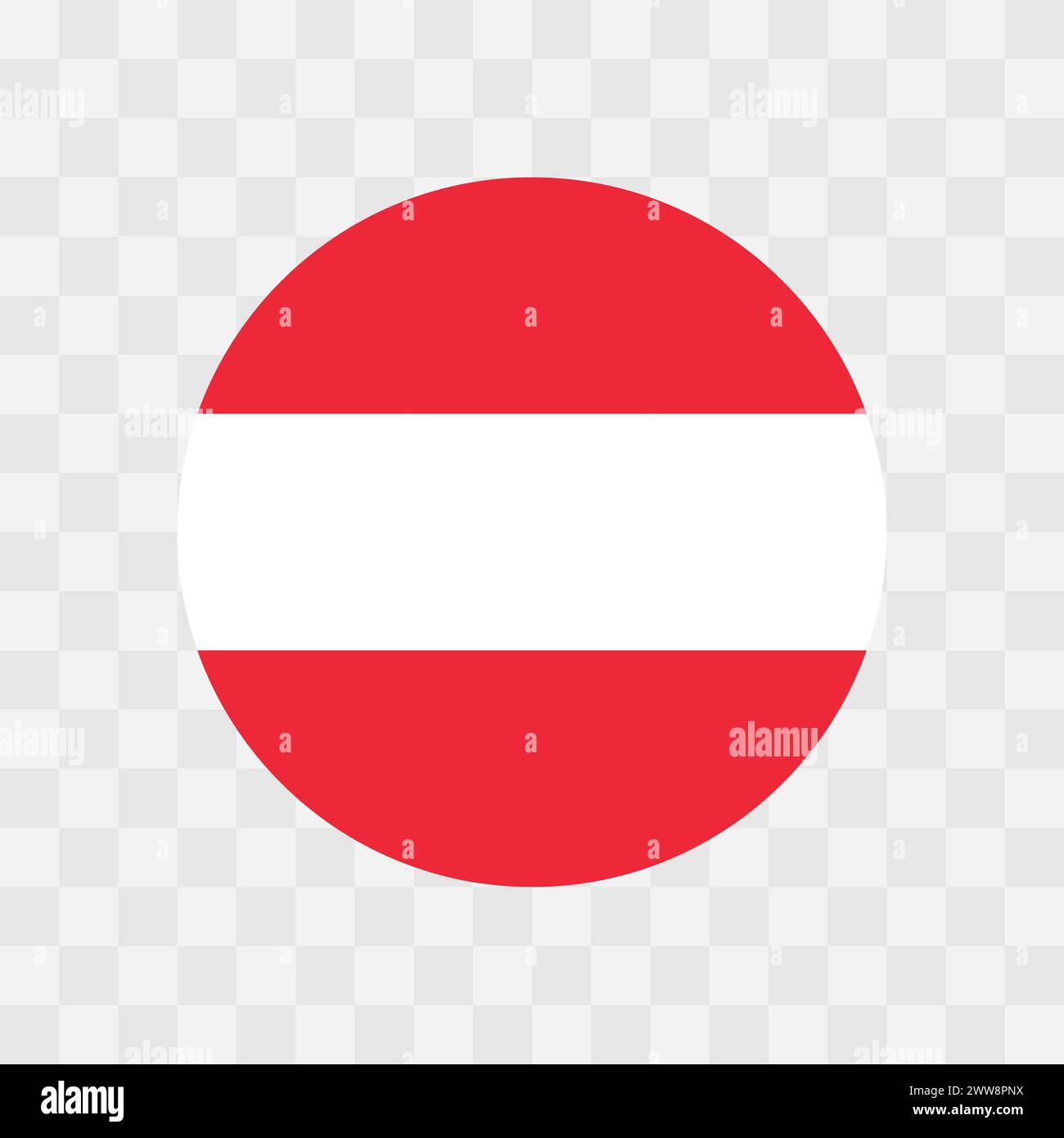 Austria flag - circle vector flag isolated on checkerboard transparent ...