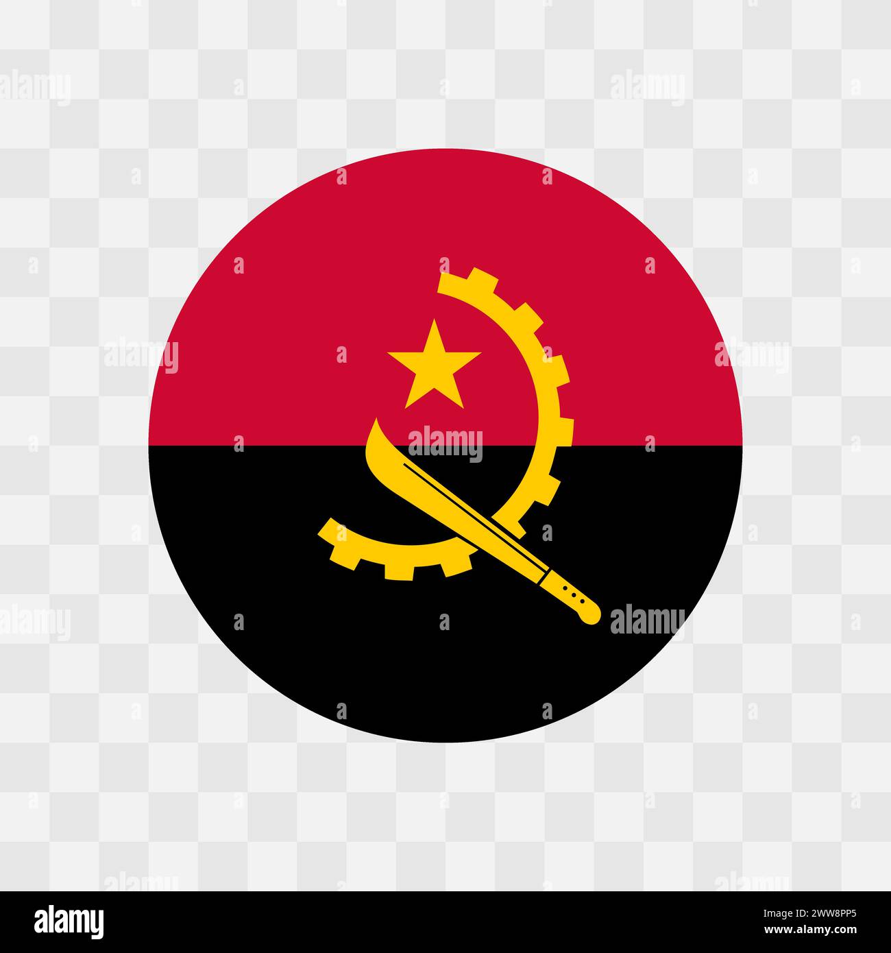 Angola flag - circle vector flag isolated on checkerboard transparent ...