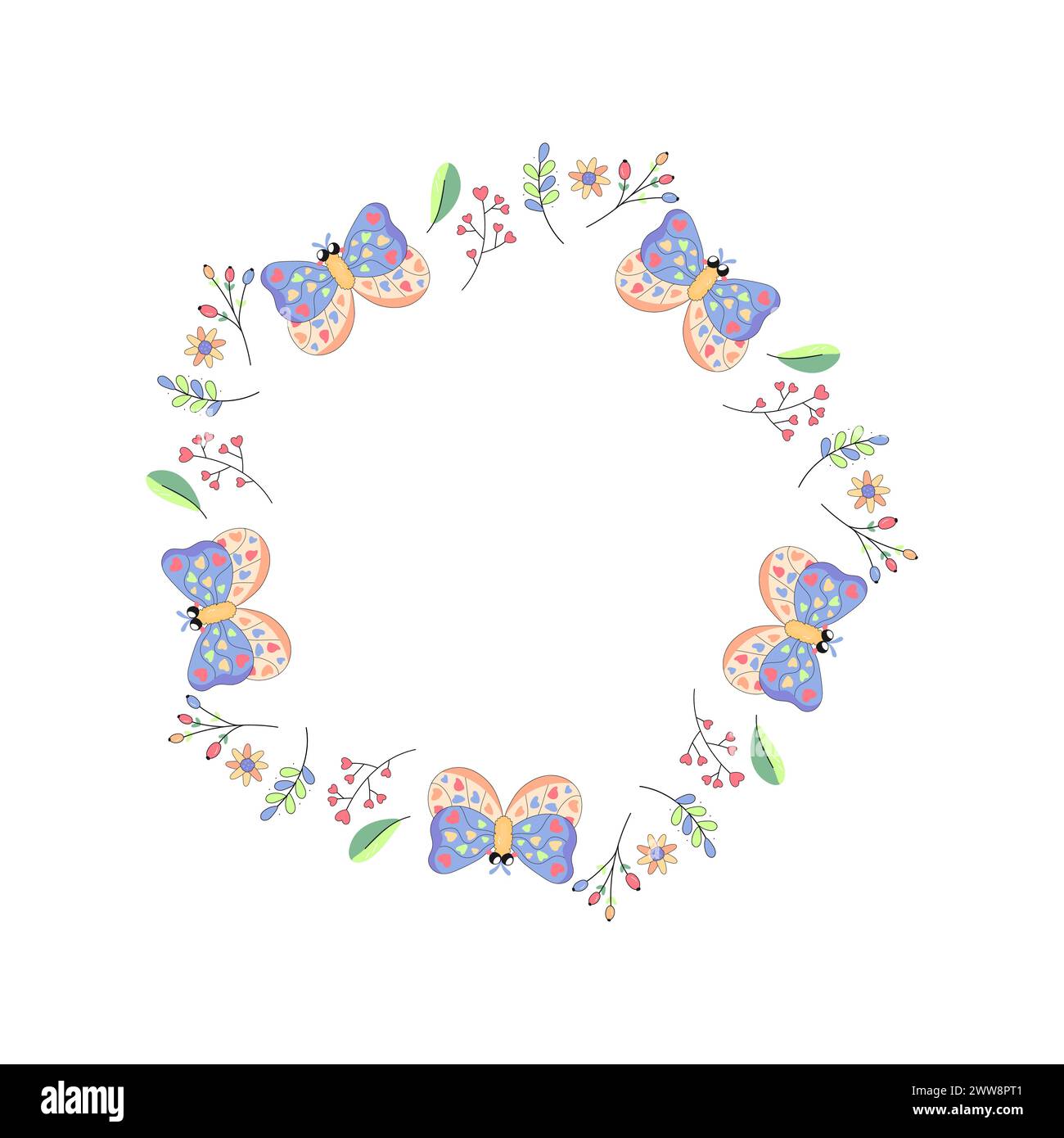 cute frame, with a butterfly and flowers infant, summer spring for ...