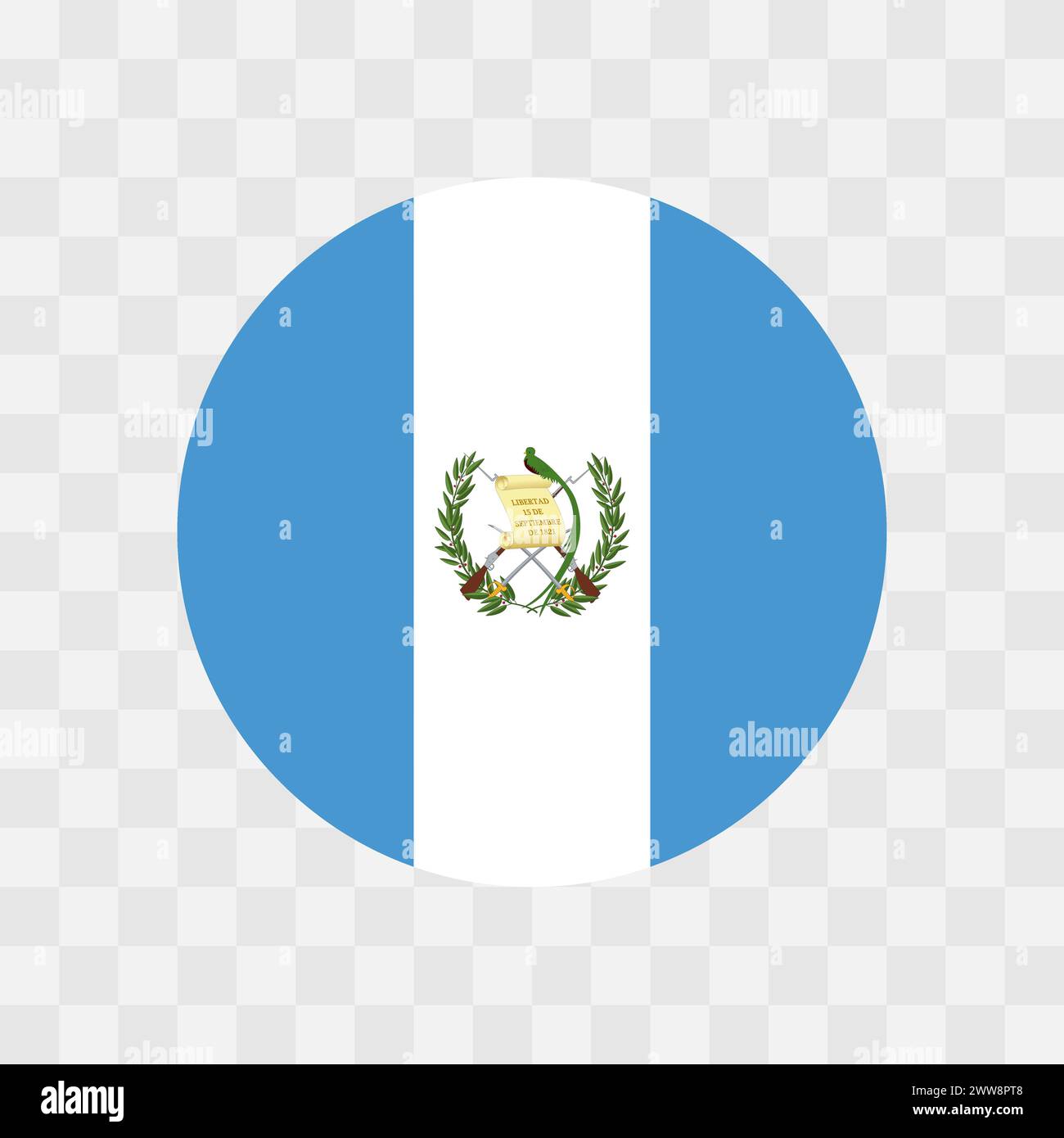 Guatemala flag - circle vector flag isolated on checkerboard ...
