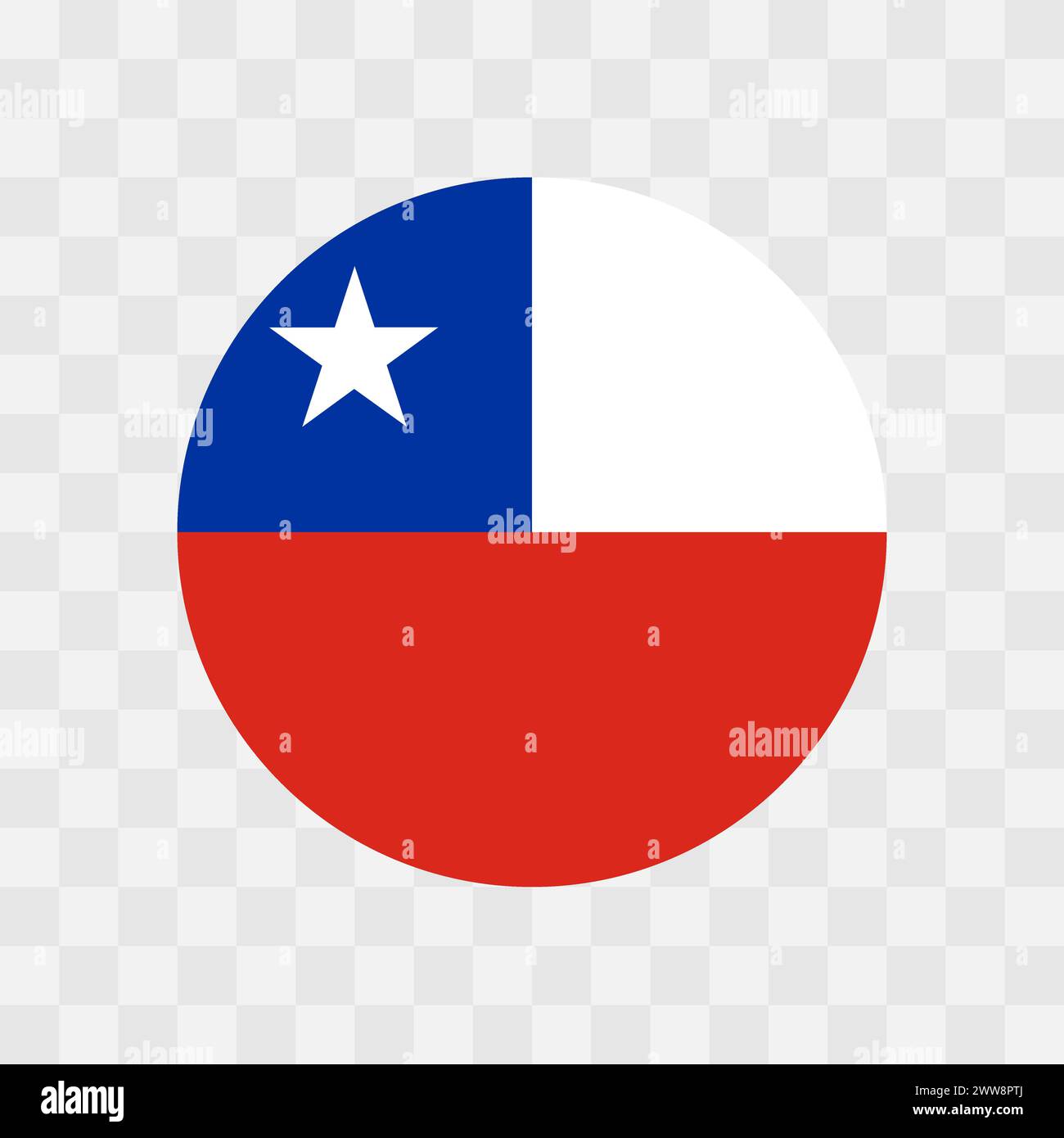 Chile flag - circle vector flag isolated on checkerboard transparent ...