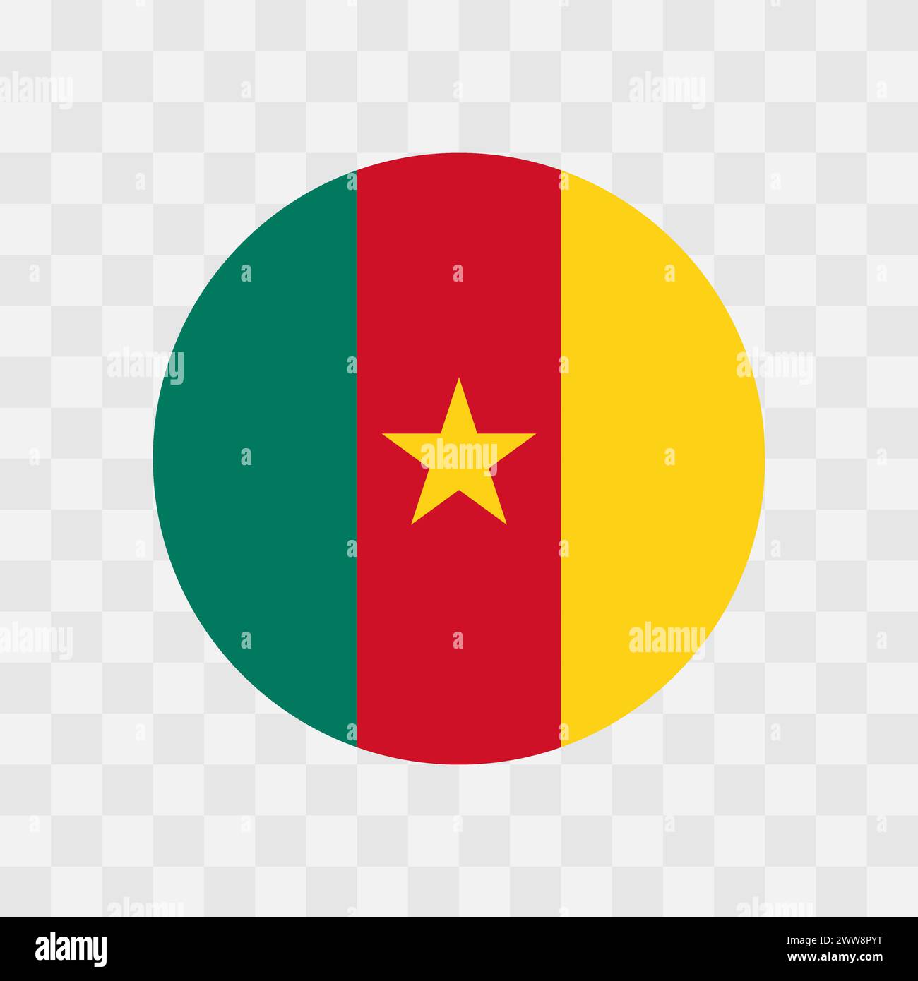 Cameroon flag - circle vector flag isolated on checkerboard transparent ...