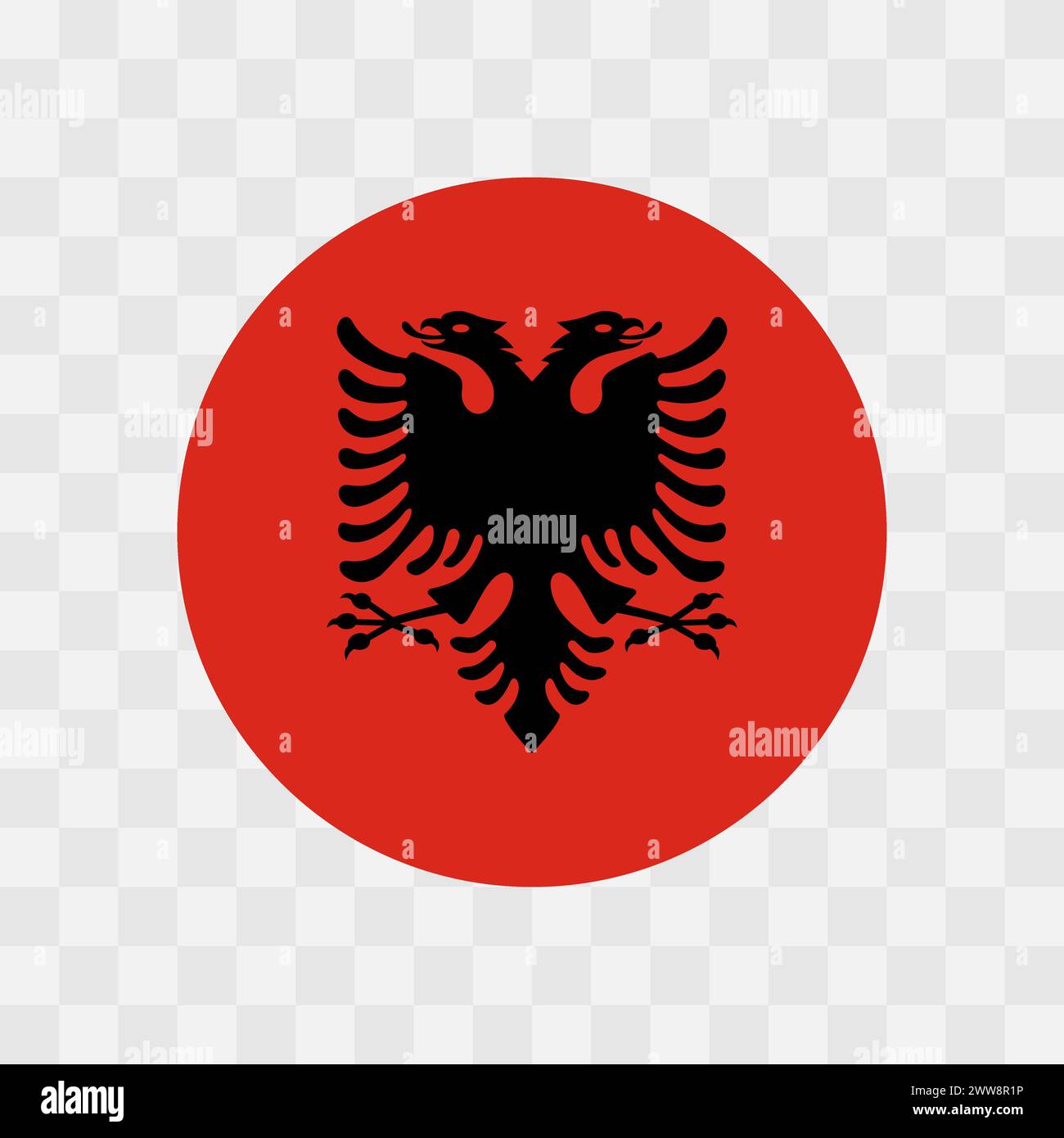 Albania flag - circle vector flag isolated on checkerboard transparent ...