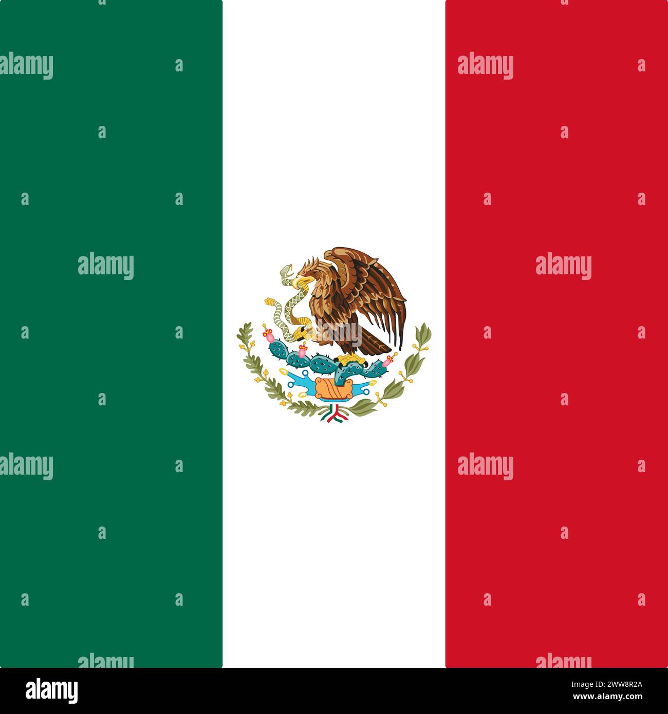 Mexico flag - solid flat vector square with sharp corners Stock Vector ...