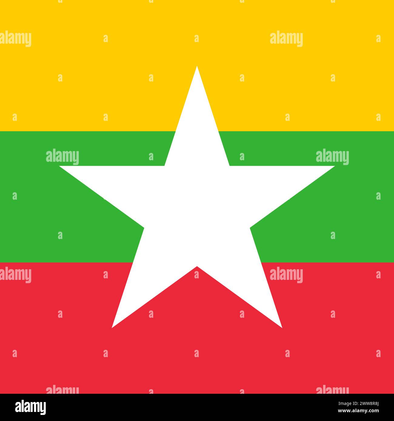 Myanmar flag - solid flat vector square with sharp corners Stock Vector ...