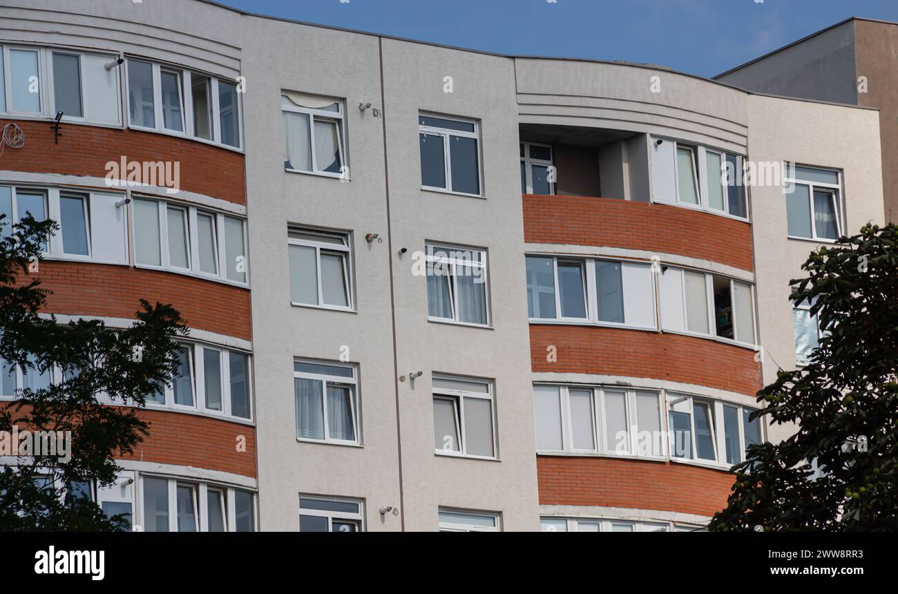 Modern European residential apartment buildings quarter. Abstract ...