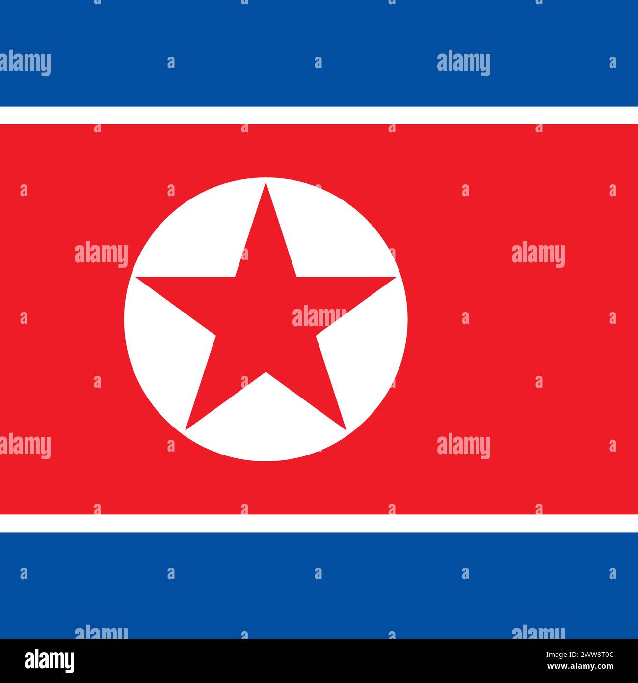 North Korea flag - solid flat vector square with sharp corners Stock ...