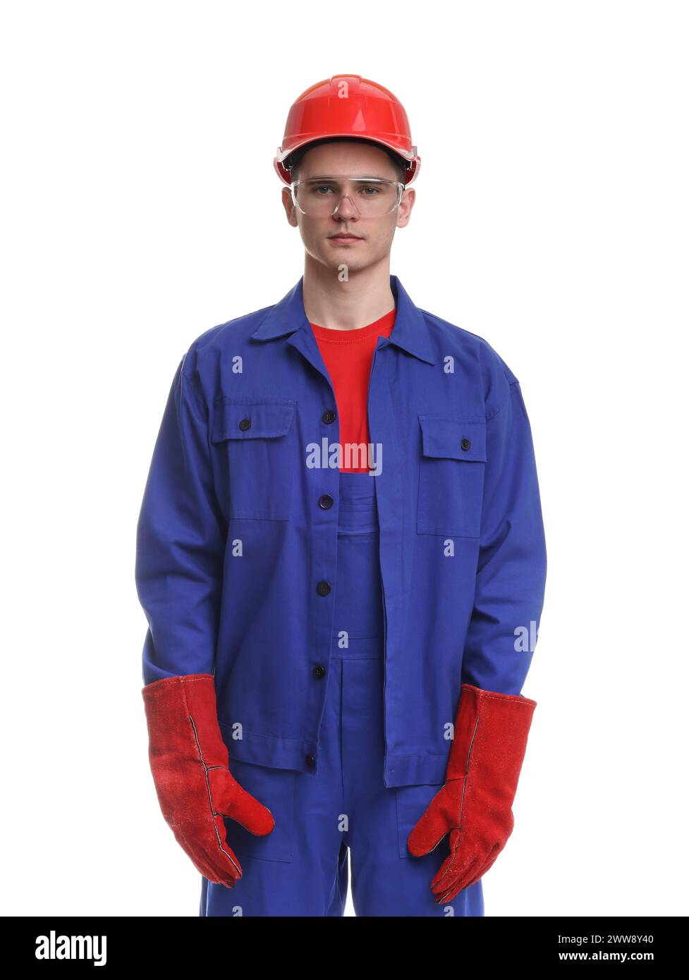 Male worker wearing safety vest Cut Out Stock Images & Pictures - Alamy