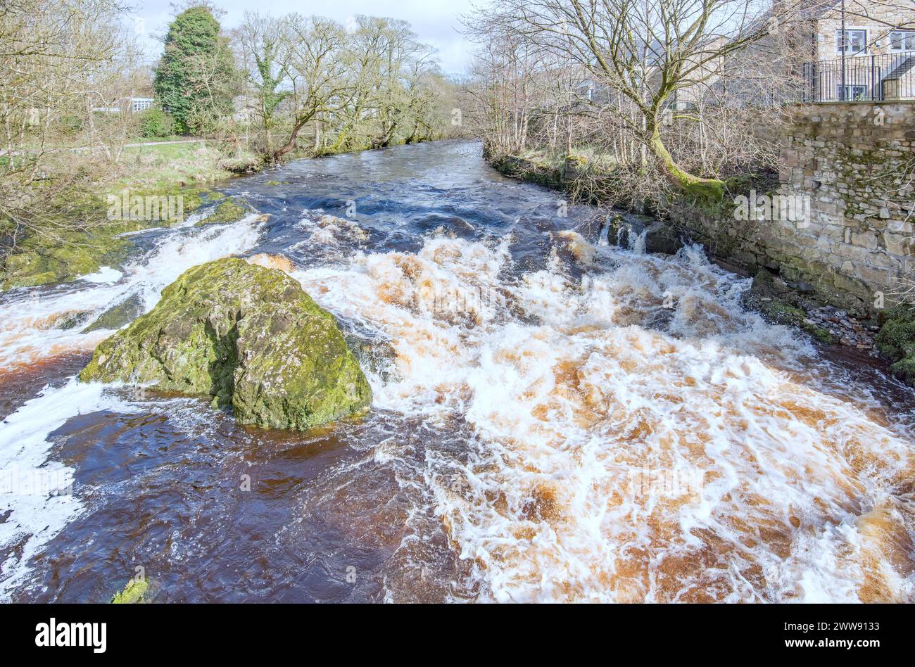 Queens Rock in the River Ribble at Settle, Yorkshire Dales, North ...