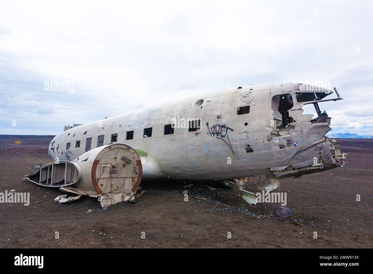 Solheimasandur plane wreck view. South Iceland landmark. Abandoned ...