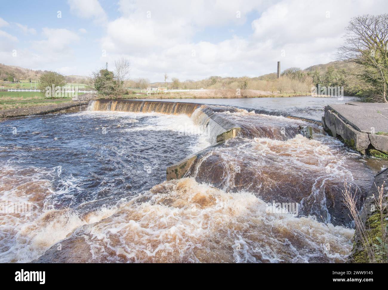 The weir and fish ladder alongside Settle Hydro-electric, Yorkshire ...