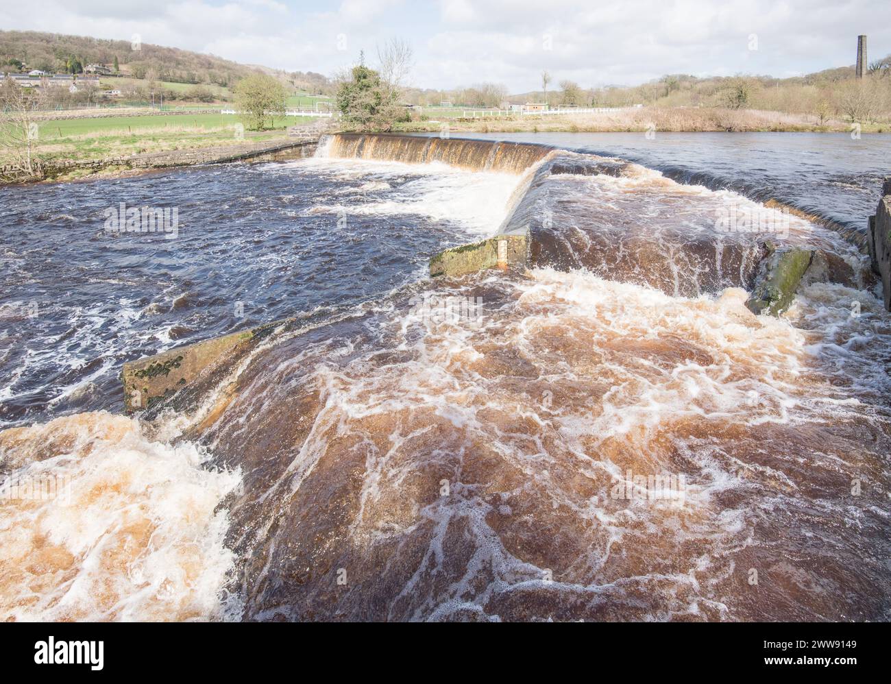 The weir and fish ladder alongside Settle Hydro-electric, Yorkshire ...