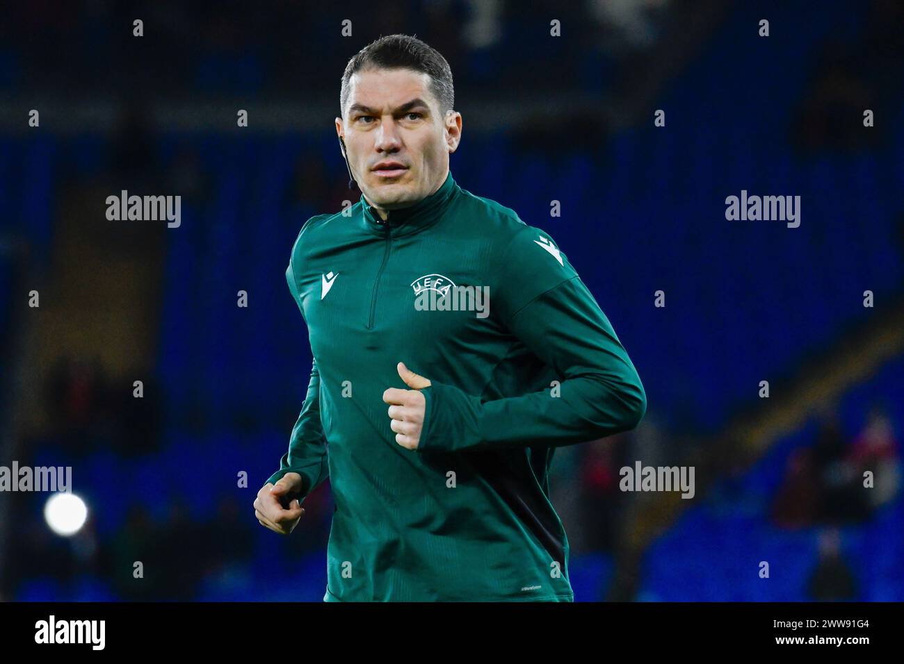 Cardiff, Wales. 21 March 2024. Match Referee István Kovács during the ...