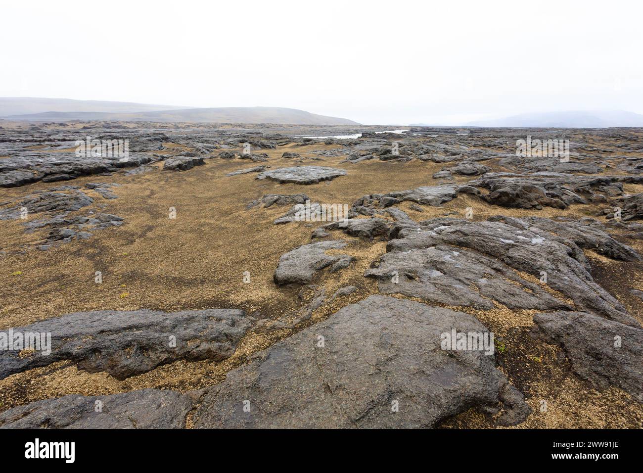 Iceland landscape along the road to Askja. Desolate Icelandic panorama ...