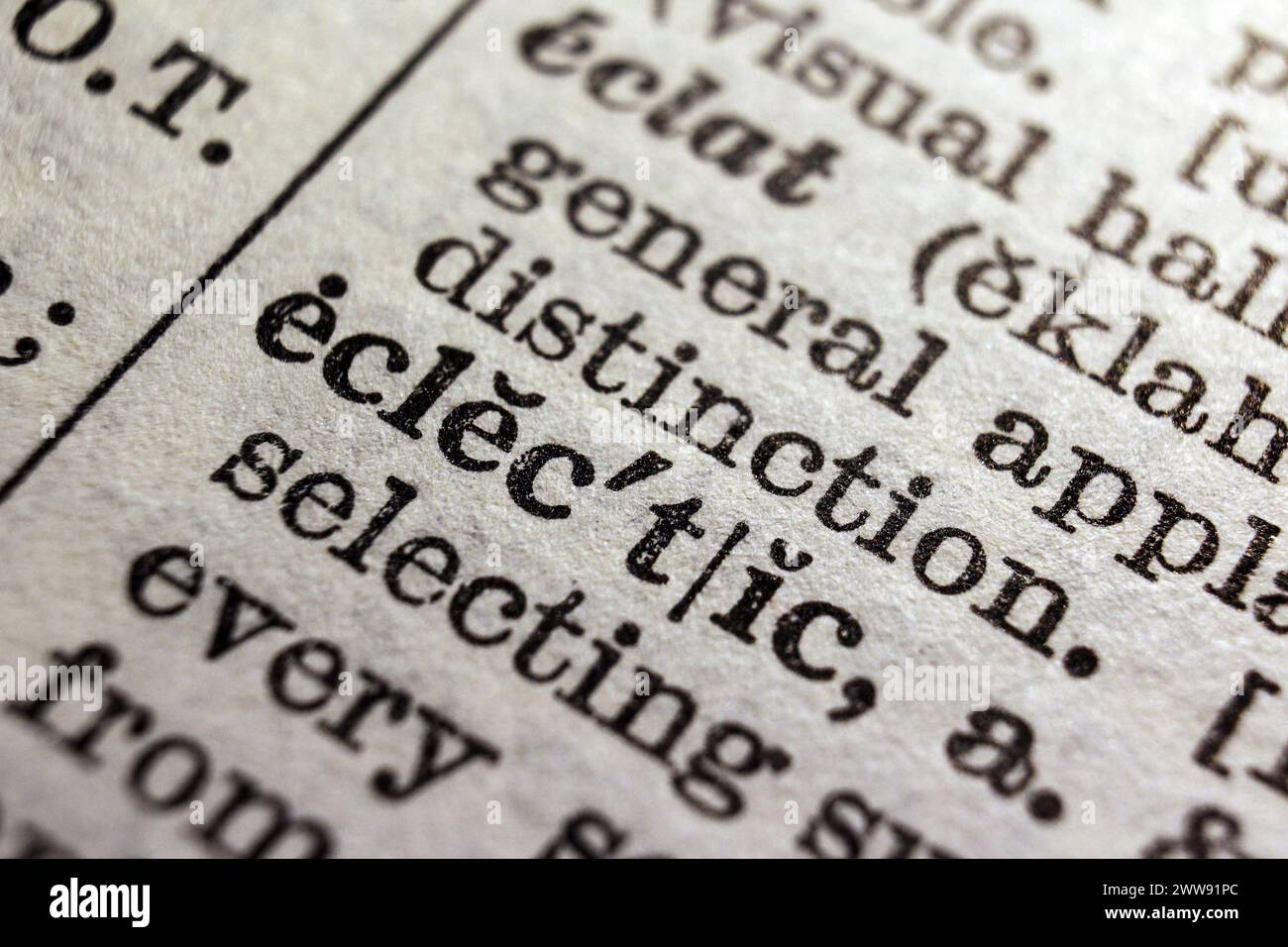 Word eclectic on dictionary page, macro close-up Stock Photo - Alamy
