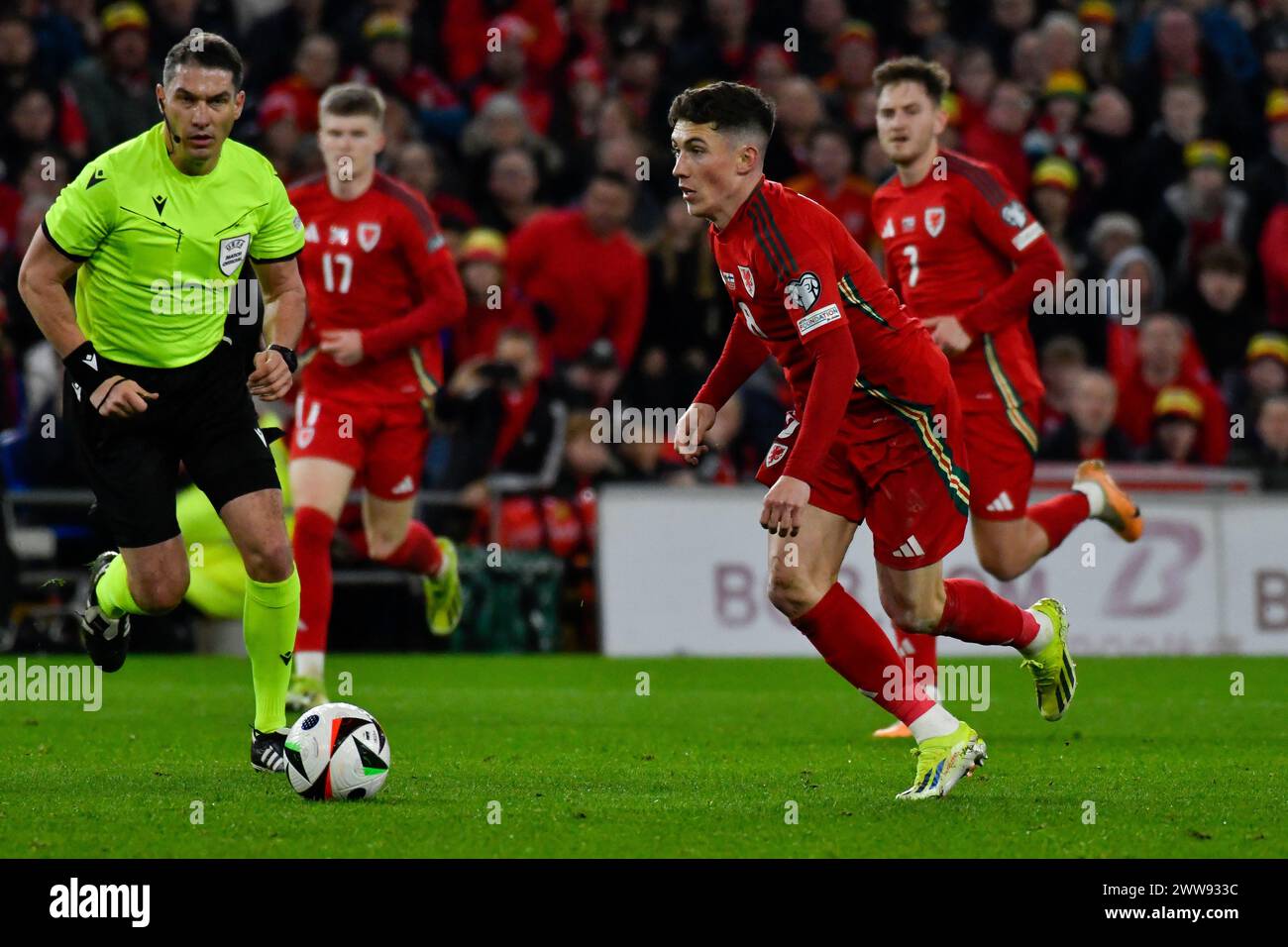 Cardiff, Wales. 21 March 2024. Harry Wilson of Wales in action during ...