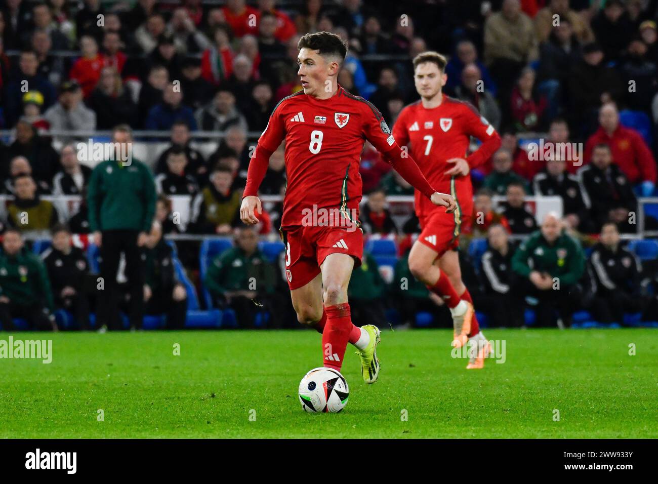 Cardiff, Wales. 21 March 2024. Harry Wilson of Wales in action during ...
