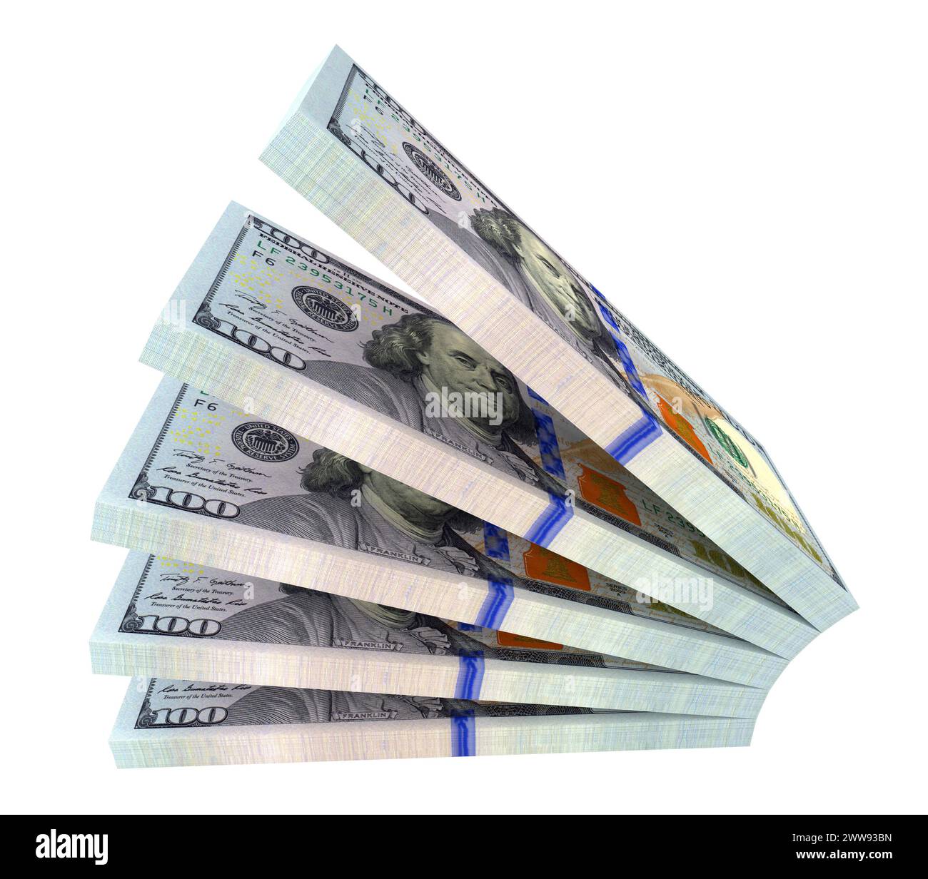 Money stack from dollars isolated on white background. Dollar finance ...