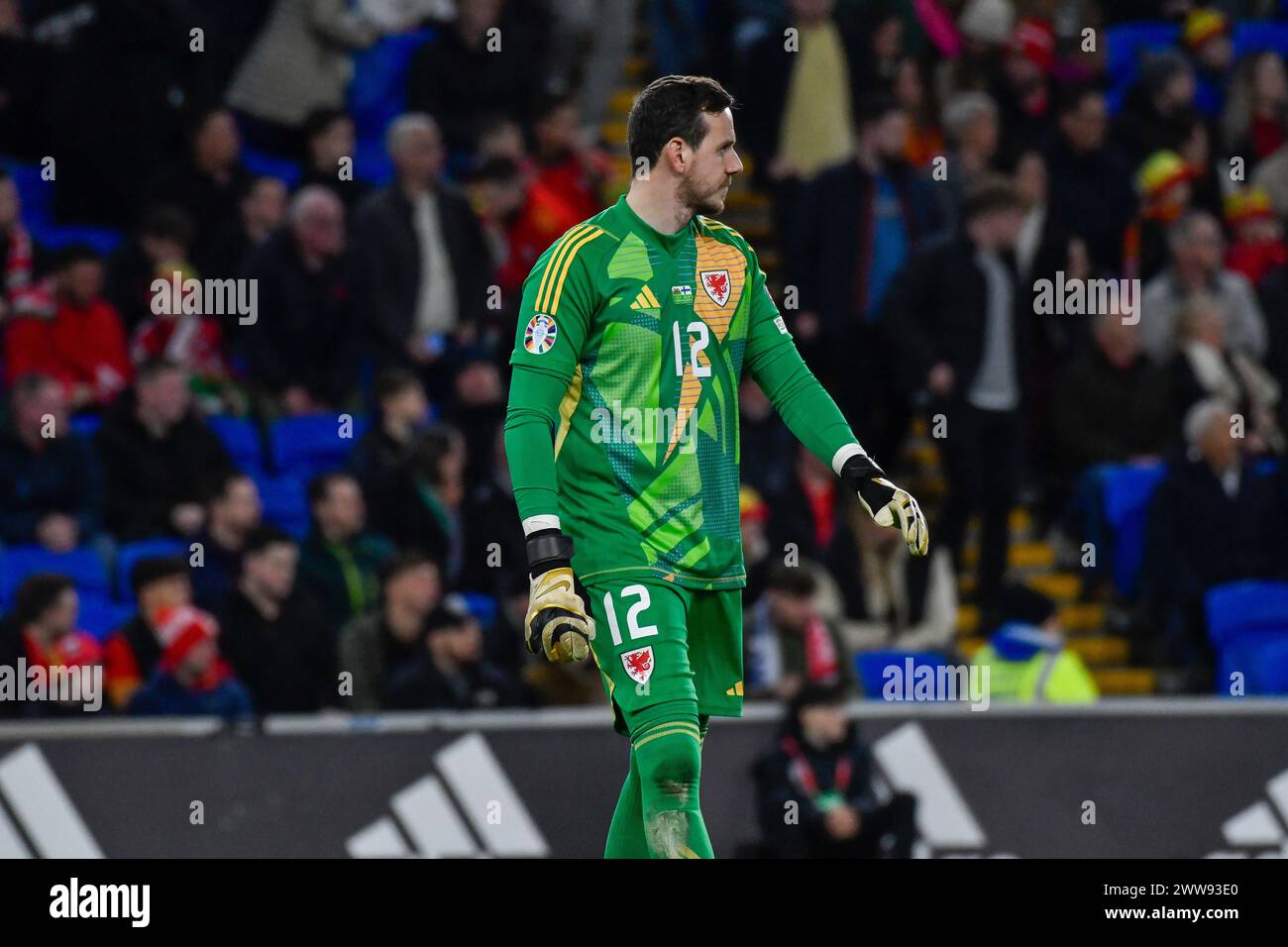 Cardiff, Wales. 21 March 2024. Goalkeeper Danny Ward of Wales during ...