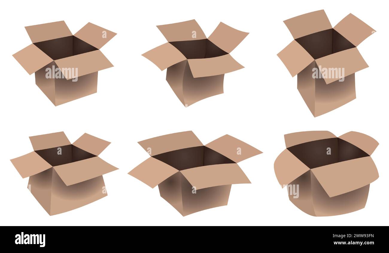 Colection of empty carton delivery box. Set of vector illustration ...