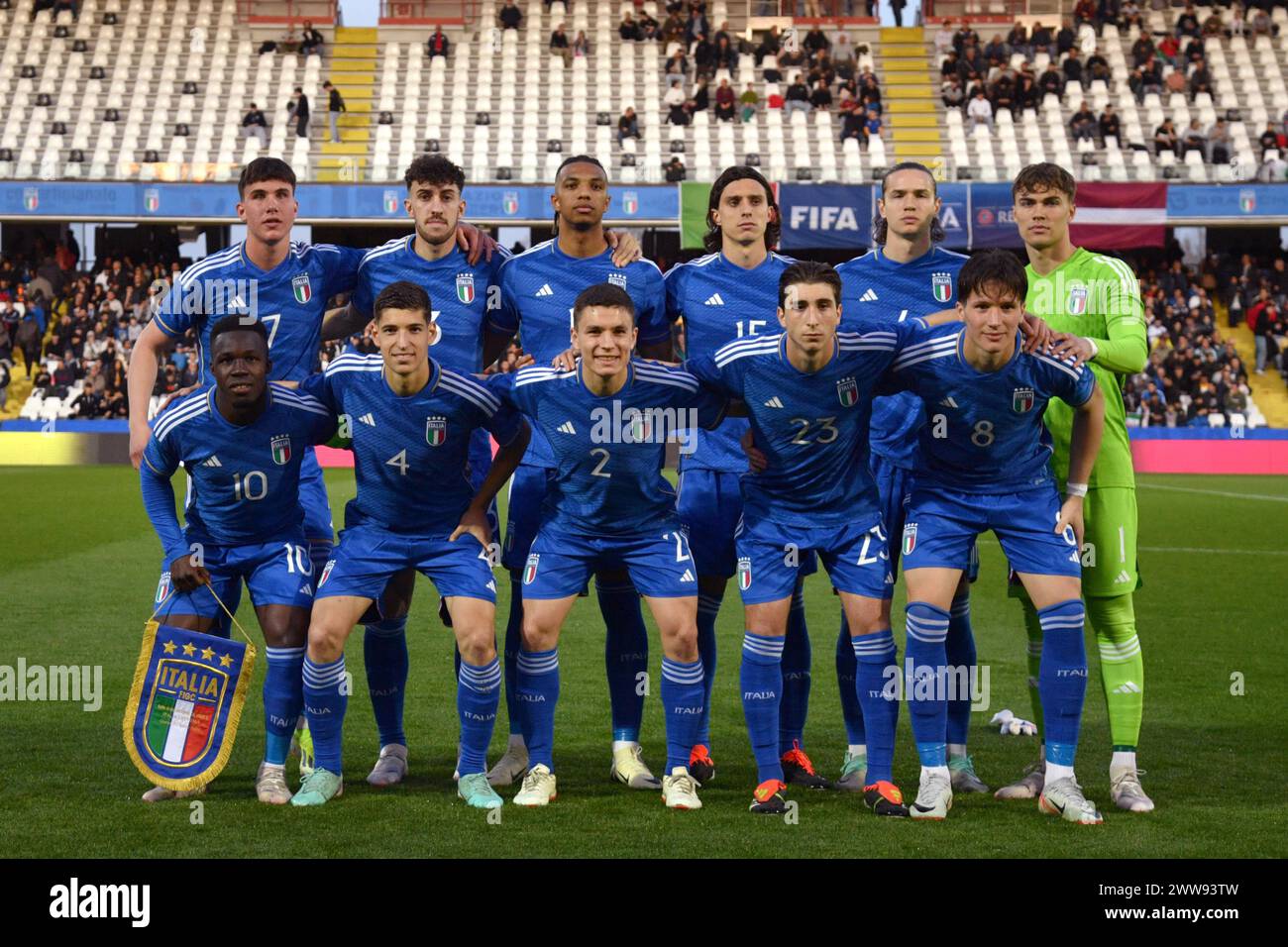 Cesena, Italia. 22nd Mar, 2024. Italy's team during the European Under ...