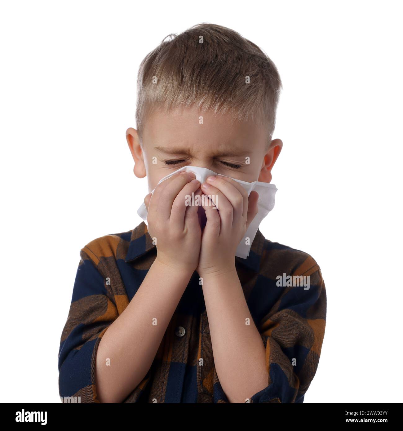 Boy coughing tissue hi-res stock photography and images - Alamy
