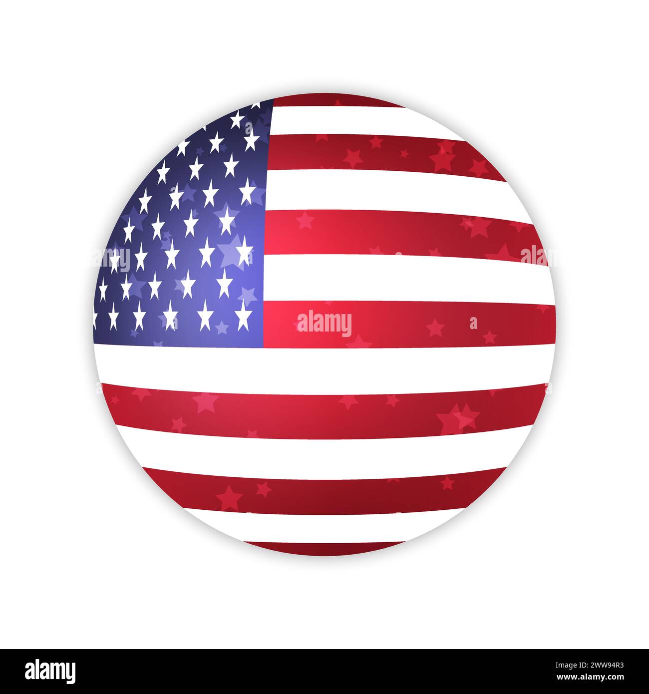 USA flag round vector isolated illustration. Creative shiny American ...