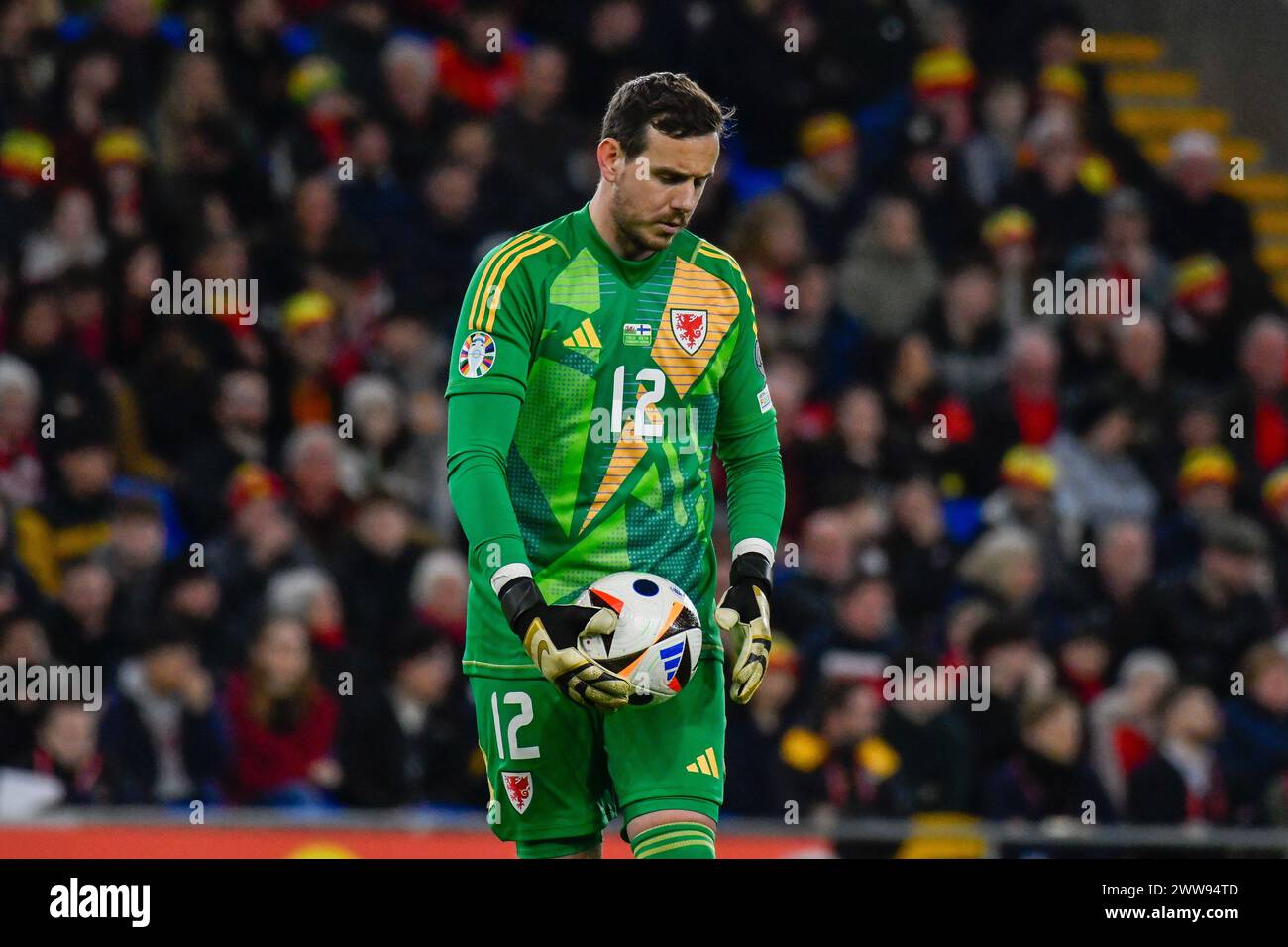 Cardiff, Wales. 21 March 2024. Goalkeeper Danny Ward of Wales during ...