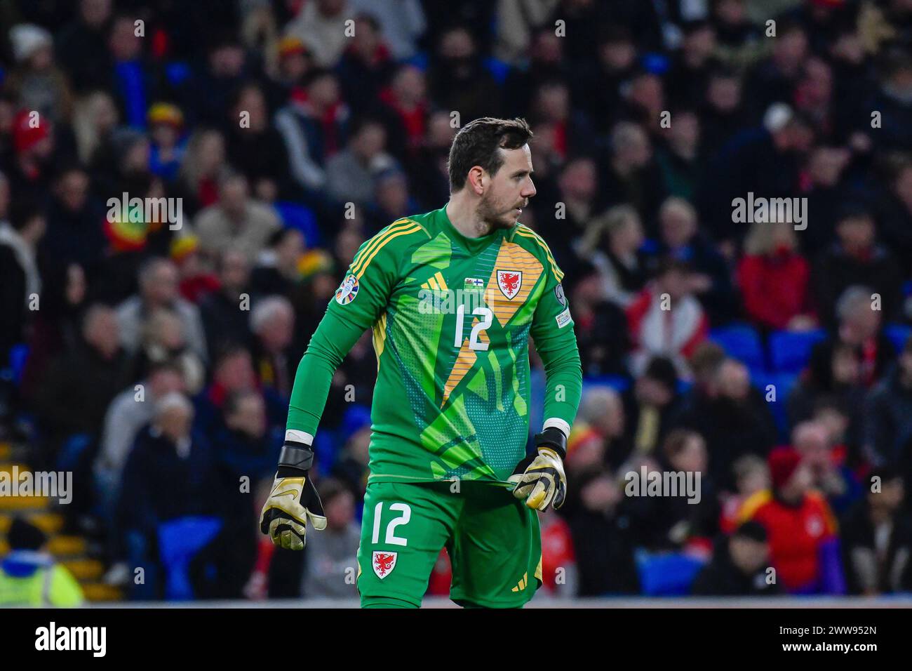 Cardiff, Wales. 21 March 2024. Goalkeeper Danny Ward of Wales during ...