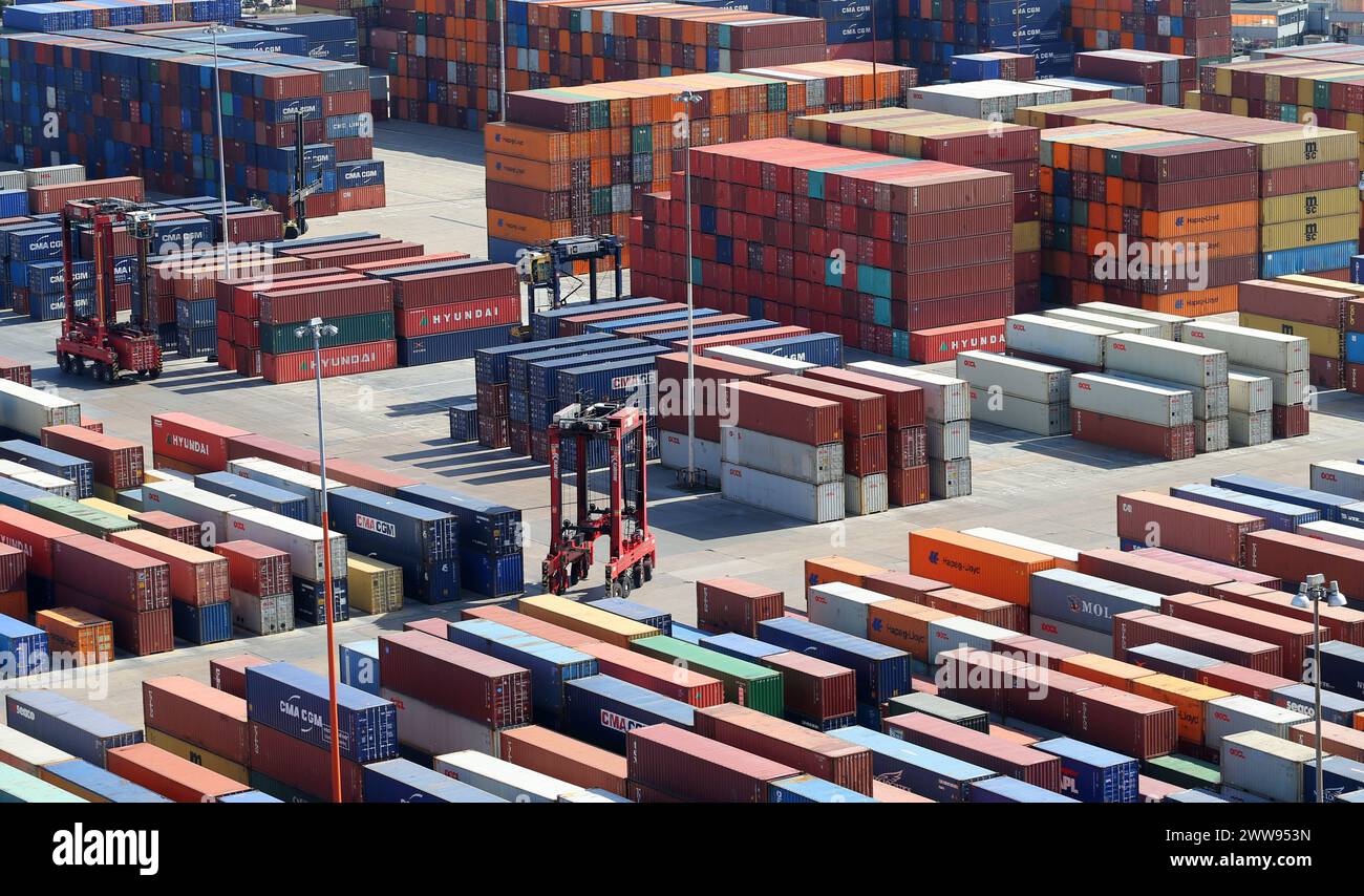 20/08/13 A view showing a giant crane loading a container ship at ...