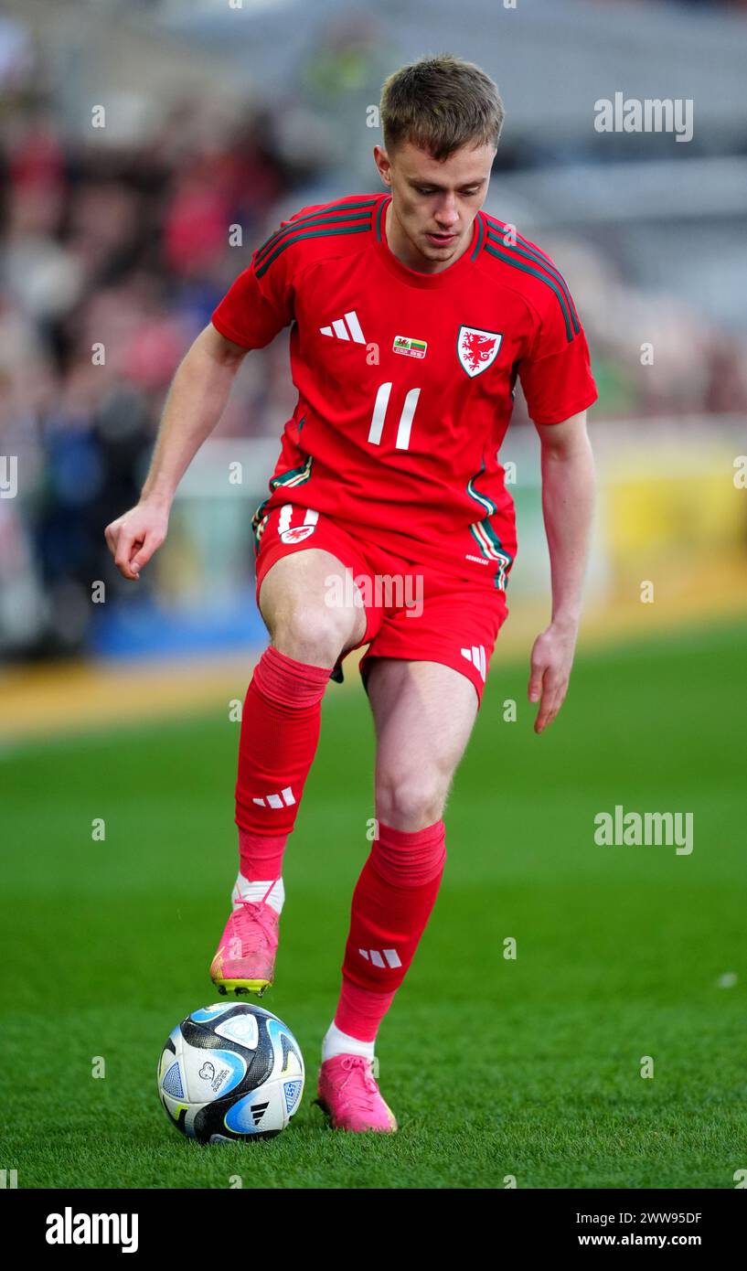 Wales' Patrick Jones in action during the UEFA Euro U21 Championship Group I match at Rodney ...