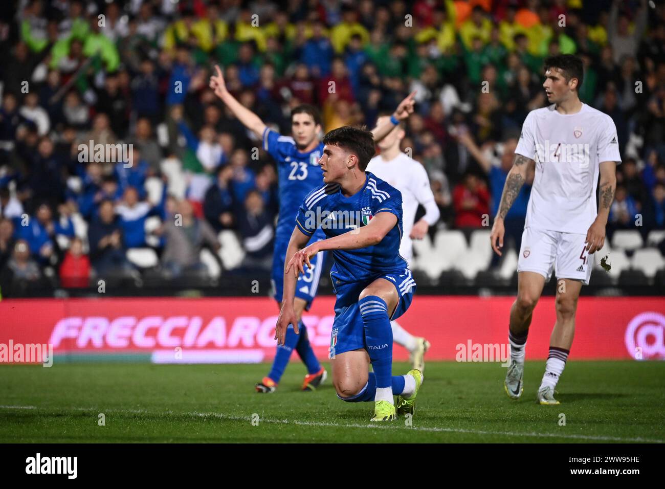 Cesena, Italia. 22nd Mar, 2024. Italy's Cesare Casadei celebrates after ...