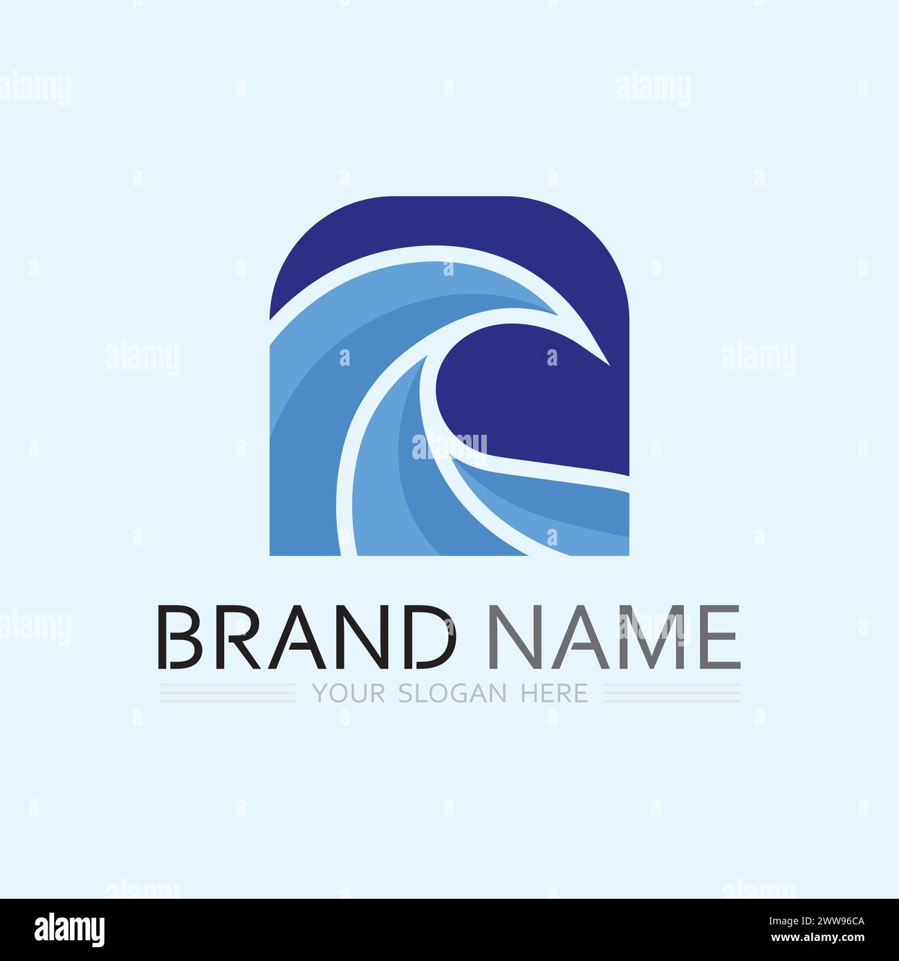 wave and water Isolated round shape logo Blue color Sea, ocean, river ...