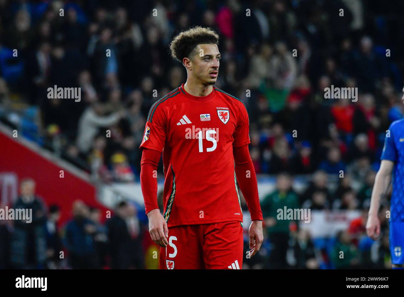 Cardiff, Wales. 21 March 2024. Ethan Ampadu of Wales during the UEFA ...