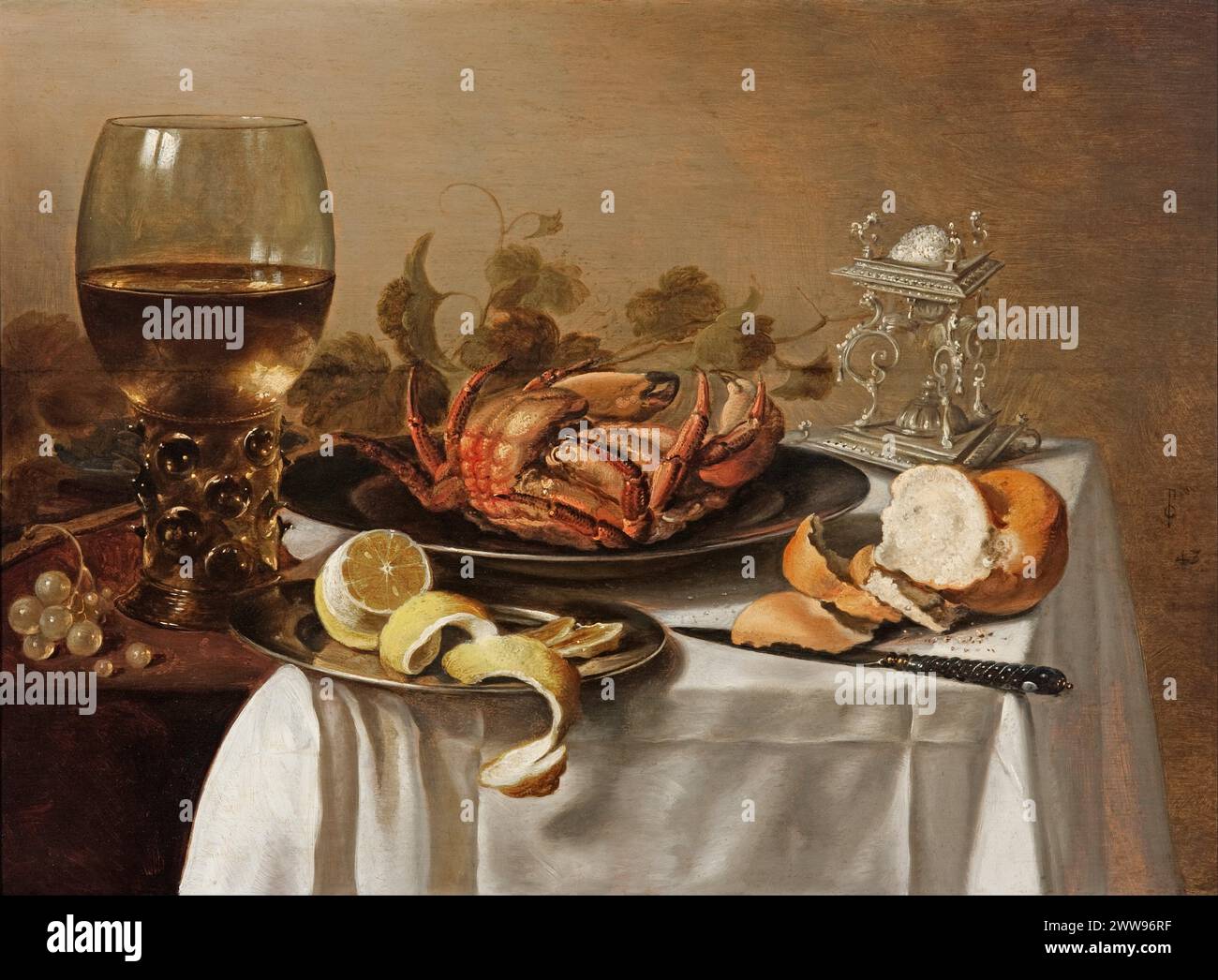 A still life with a roemer, a crab and a peeled lemon, 1643, Art ...