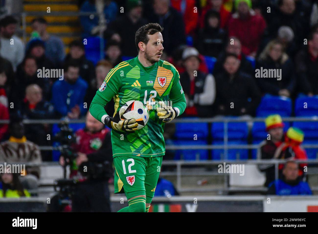 Cardiff, Wales. 21 March 2024. Goalkeeper Danny Ward of Wales during ...