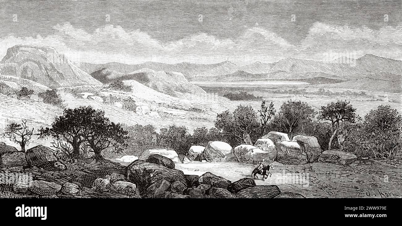 Es Senia plain, Aïn-Beida road. Oran Province, Algeria. Africa. Drawing ...