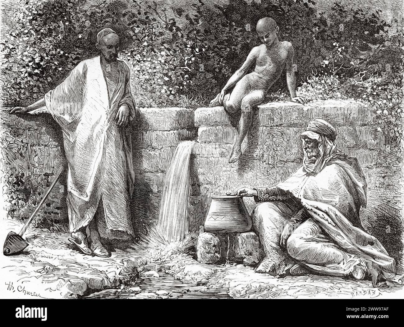 The guardian of water in the gardens fountain.. Tebessa. Oran Province ...