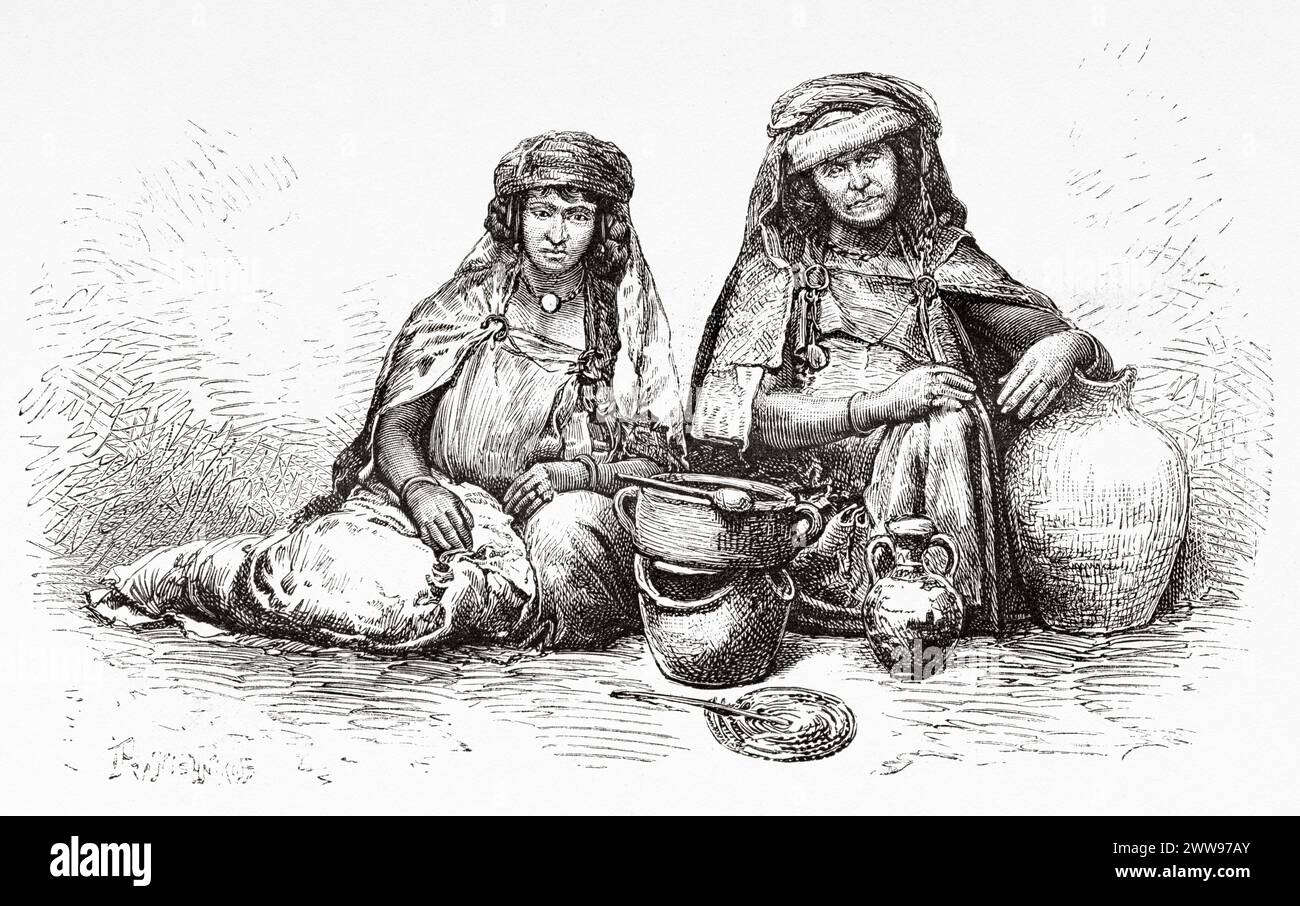 Women of Tebessa. Oran Province, Algeria. Africa. Drawing by Georges ...