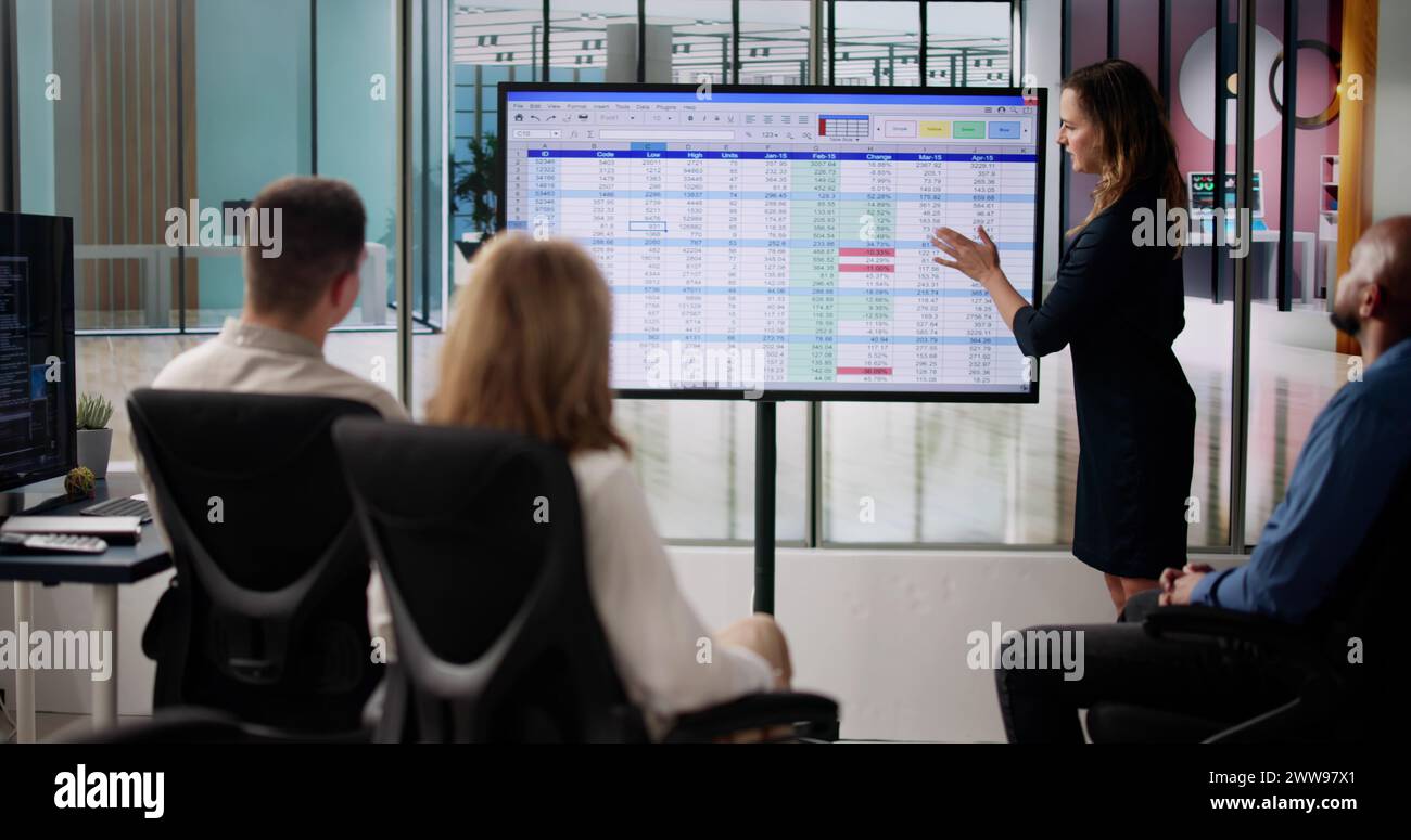 Corporate Training Presentation In Classroom With Computers Stock Photo ...